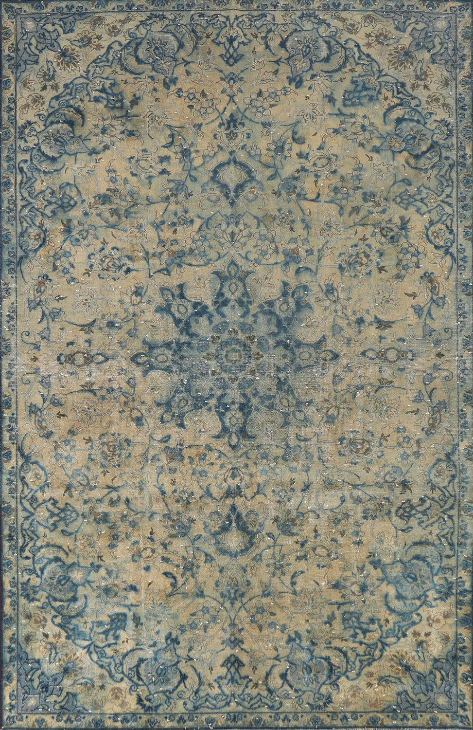 Distressed Wool Floral Tabriz Persian Area Rug 6x10