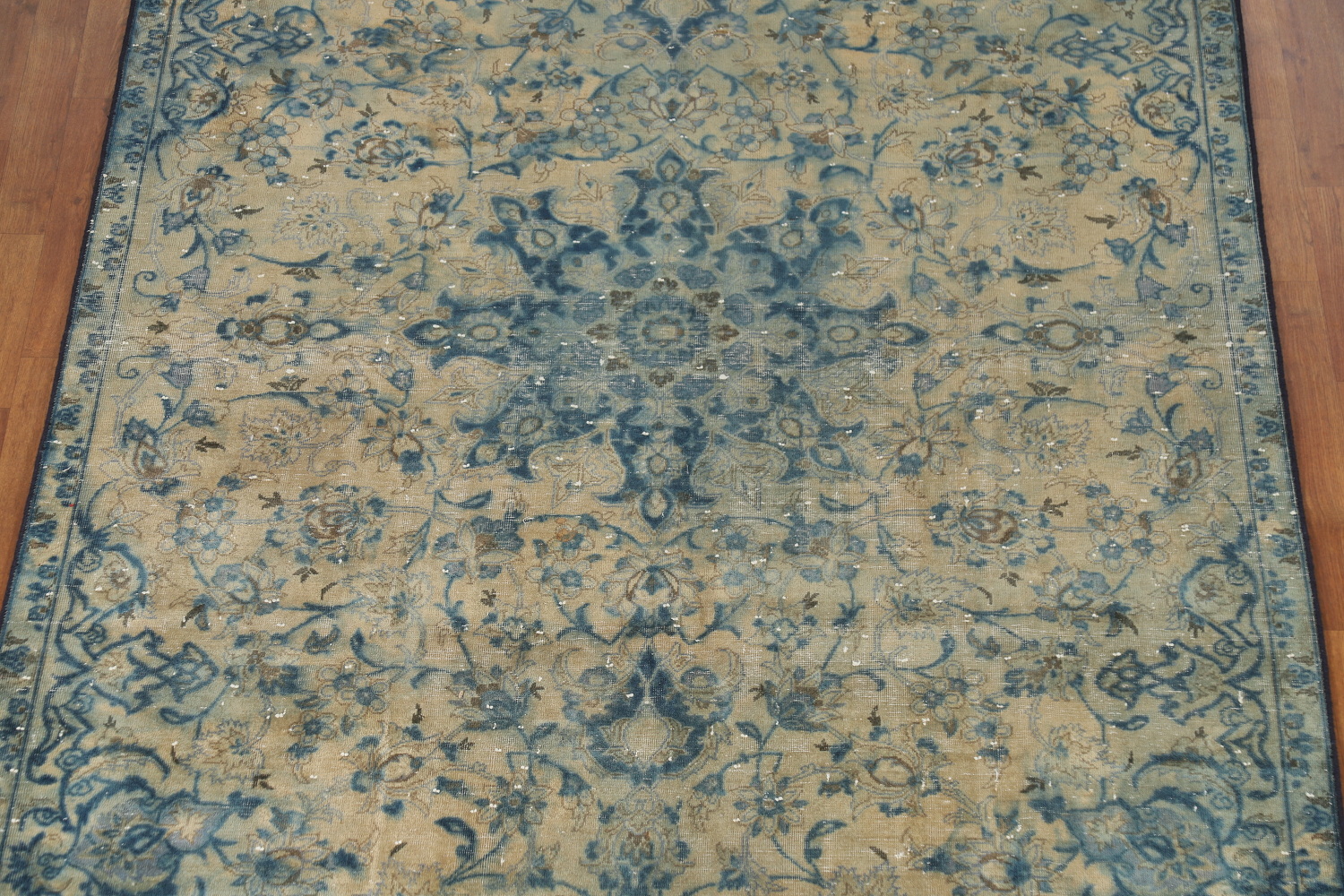 Distressed Wool Floral Tabriz Persian Area Rug 6x10