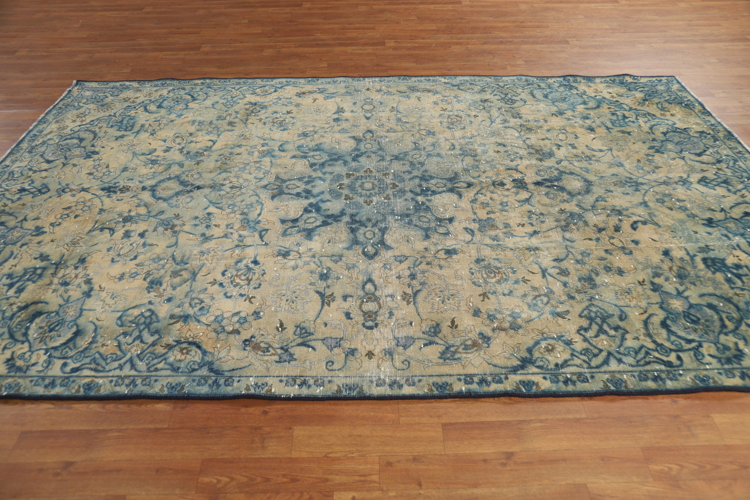Distressed Wool Floral Tabriz Persian Area Rug 6x10