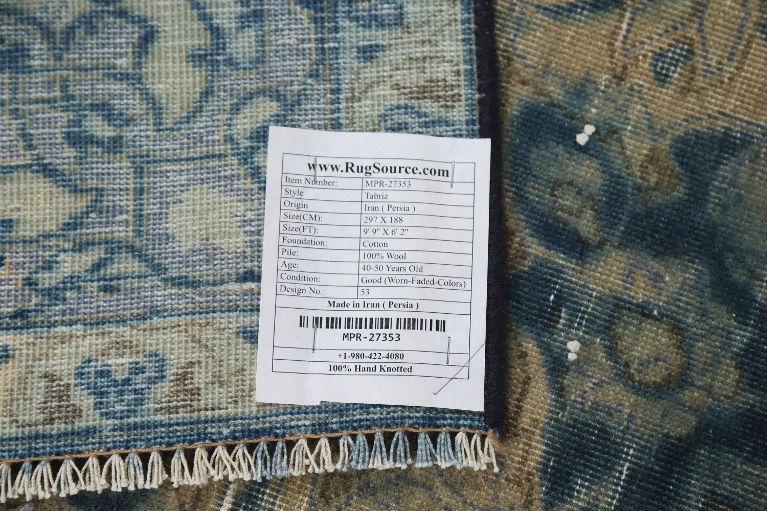 Distressed Wool Floral Tabriz Persian Area Rug 6x10