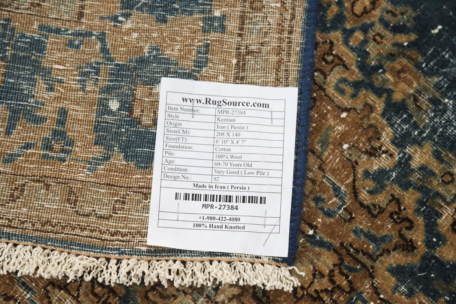 Blue Medallion Kerman Persian Rug 5x7