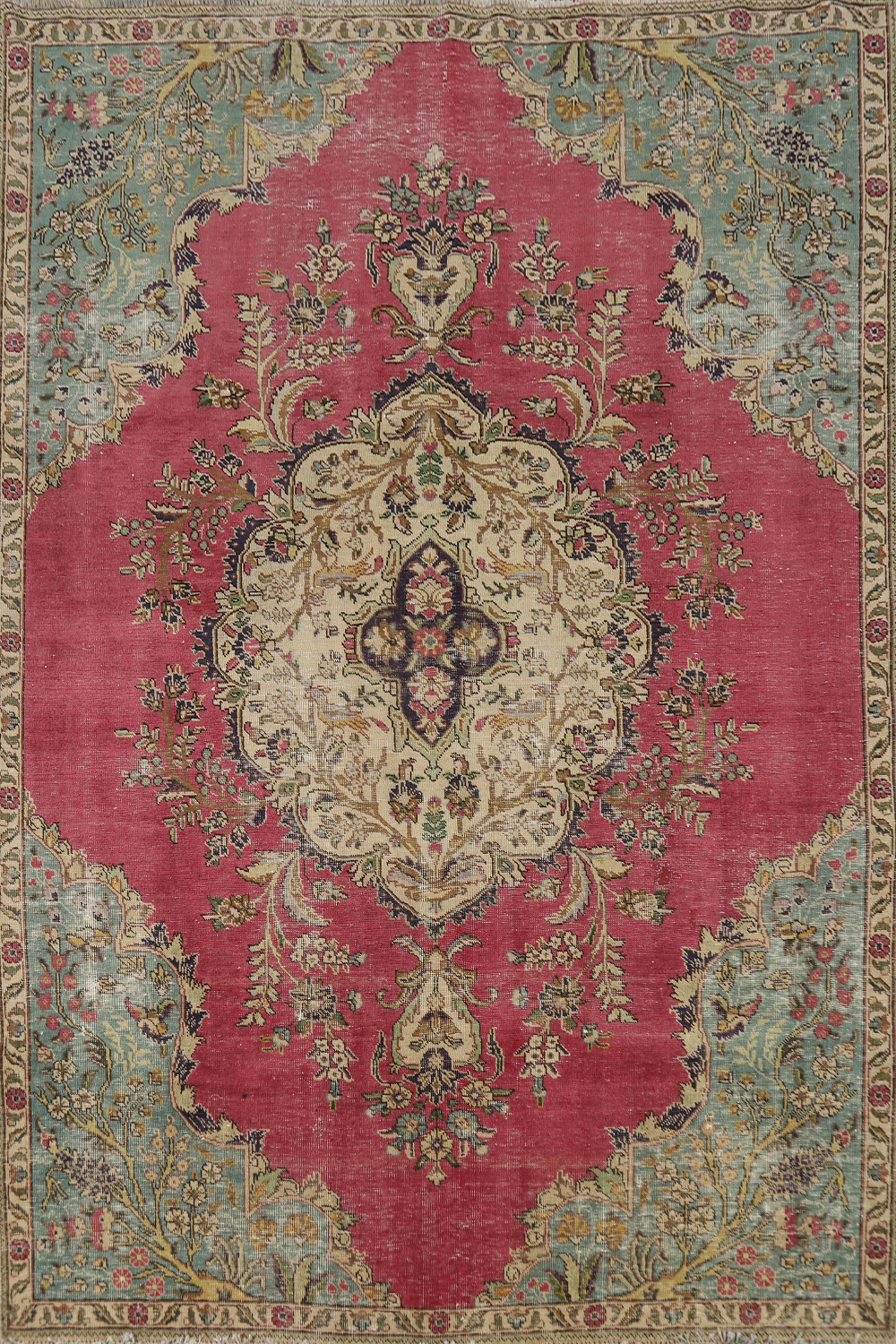 Pink Wool Medallion Tabriz Persian Area Rug 6x9