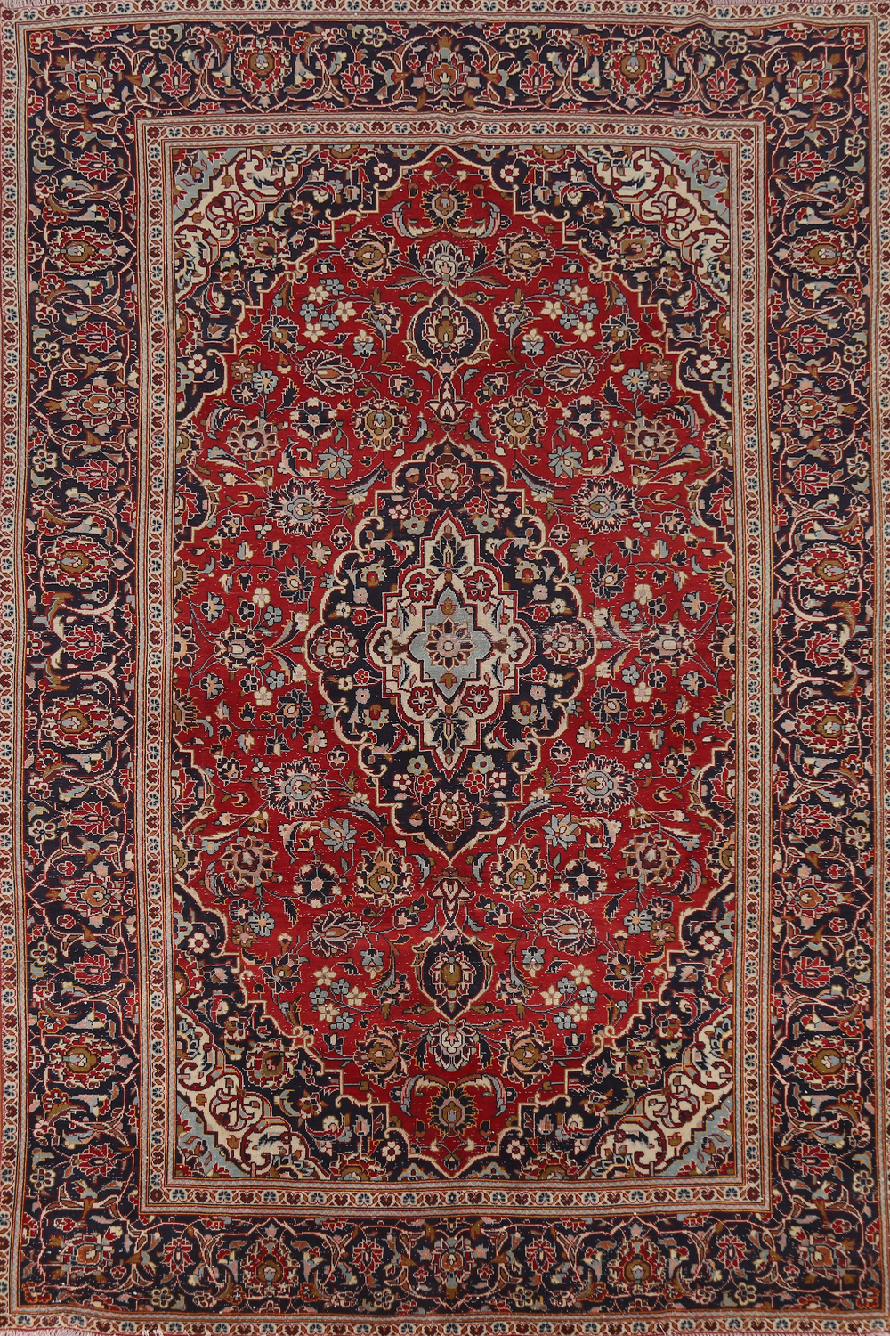 Red Traditional Wool Kashan Persian Area Rug 8x11