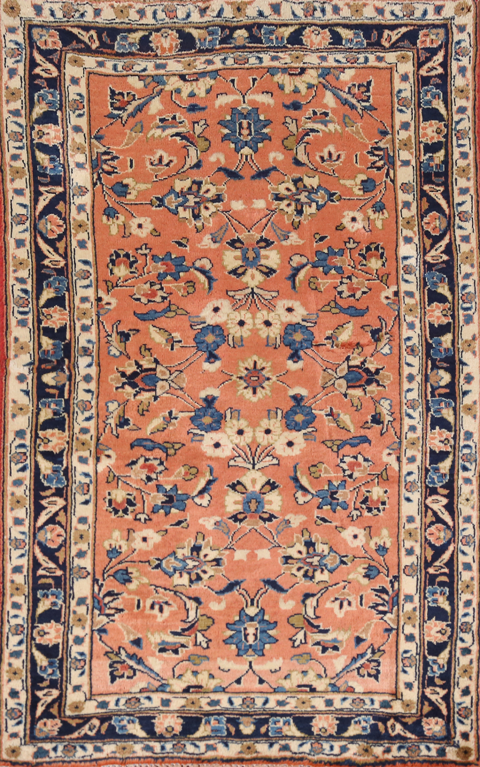 Vintage Floral Wool Kashan Persian Rug 3x5