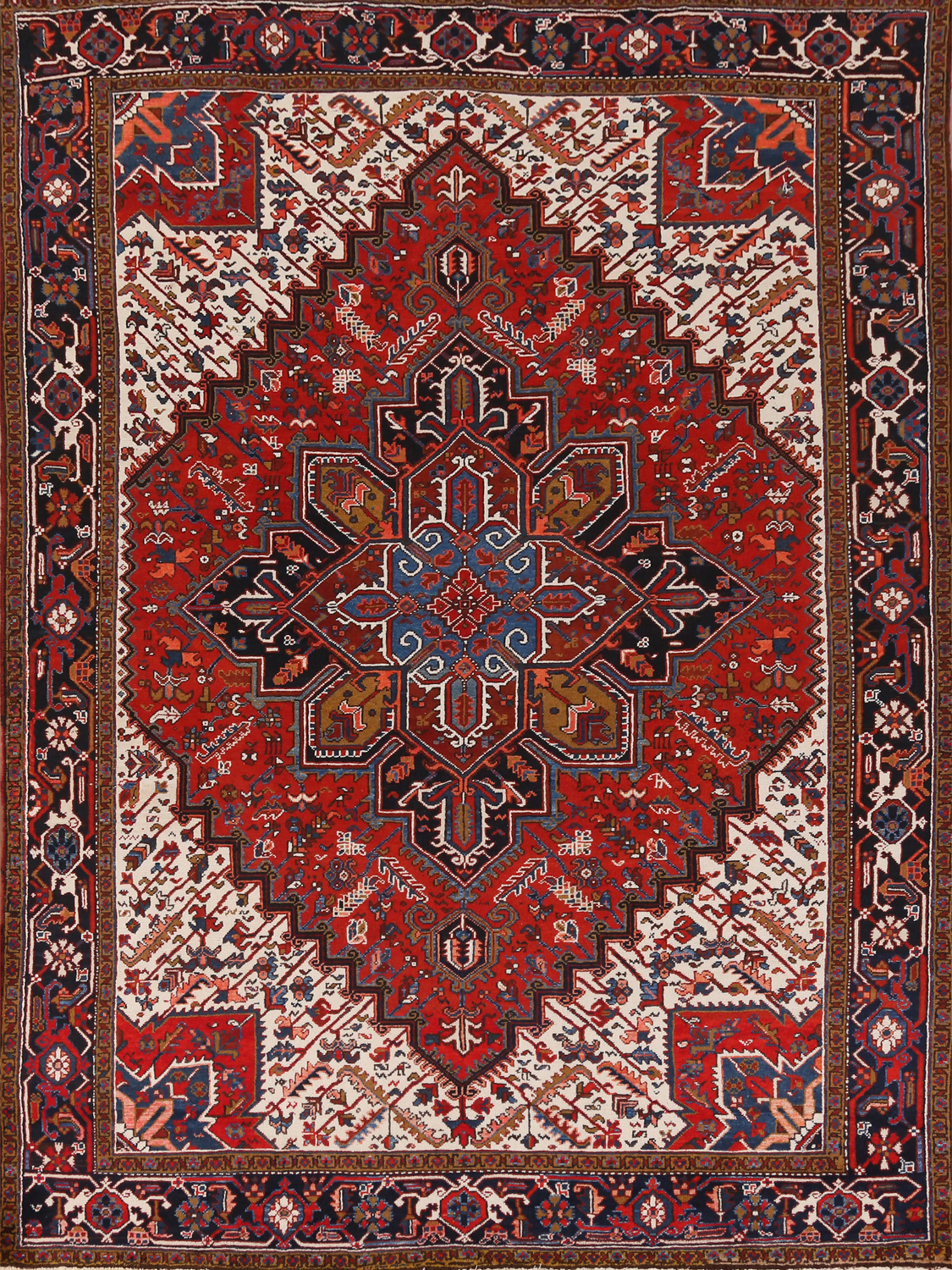 Vegetable Dye Geometric Heriz Persian Area Rug 8x10