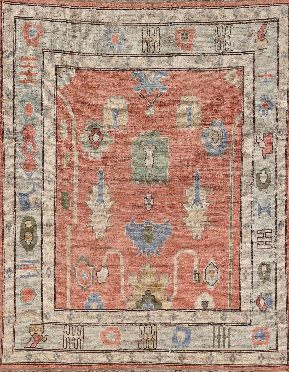 Vegetable Dye Wool Oushak Turkish Area Rug 8x10