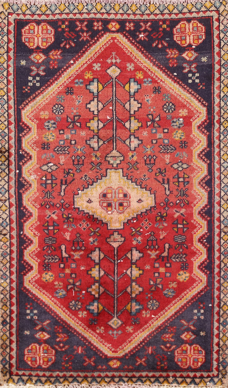 Vintage Geometric Shiraz Persian Rug 2x3