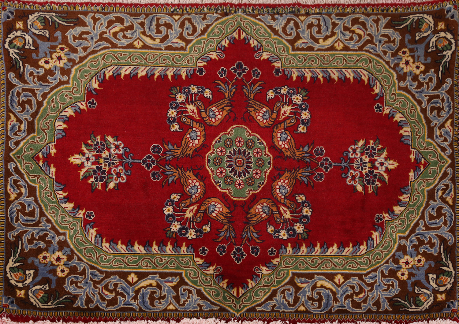 Handmade Wool Red Tabriz Persian Rug 2x3