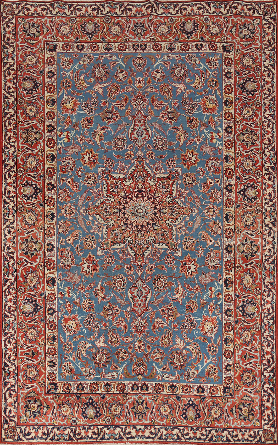 Blue Handmade Isfahan Persian Area Rug 5x8