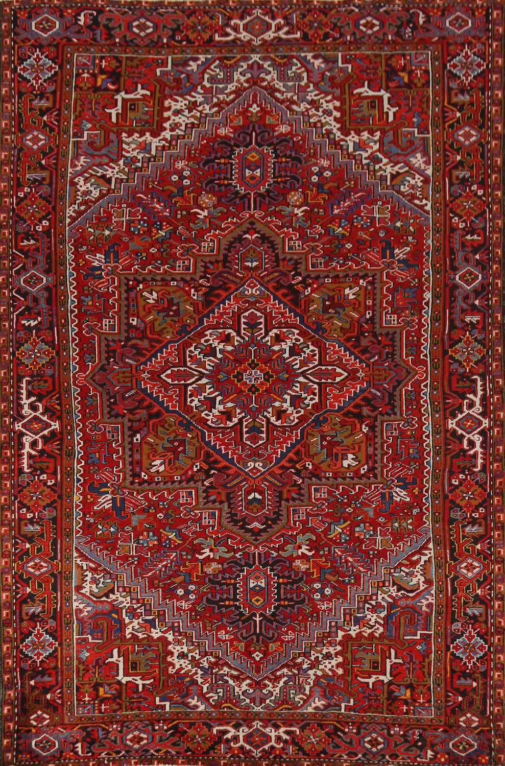 Red Wool Medallion Heriz Persian Area Rug 8x12