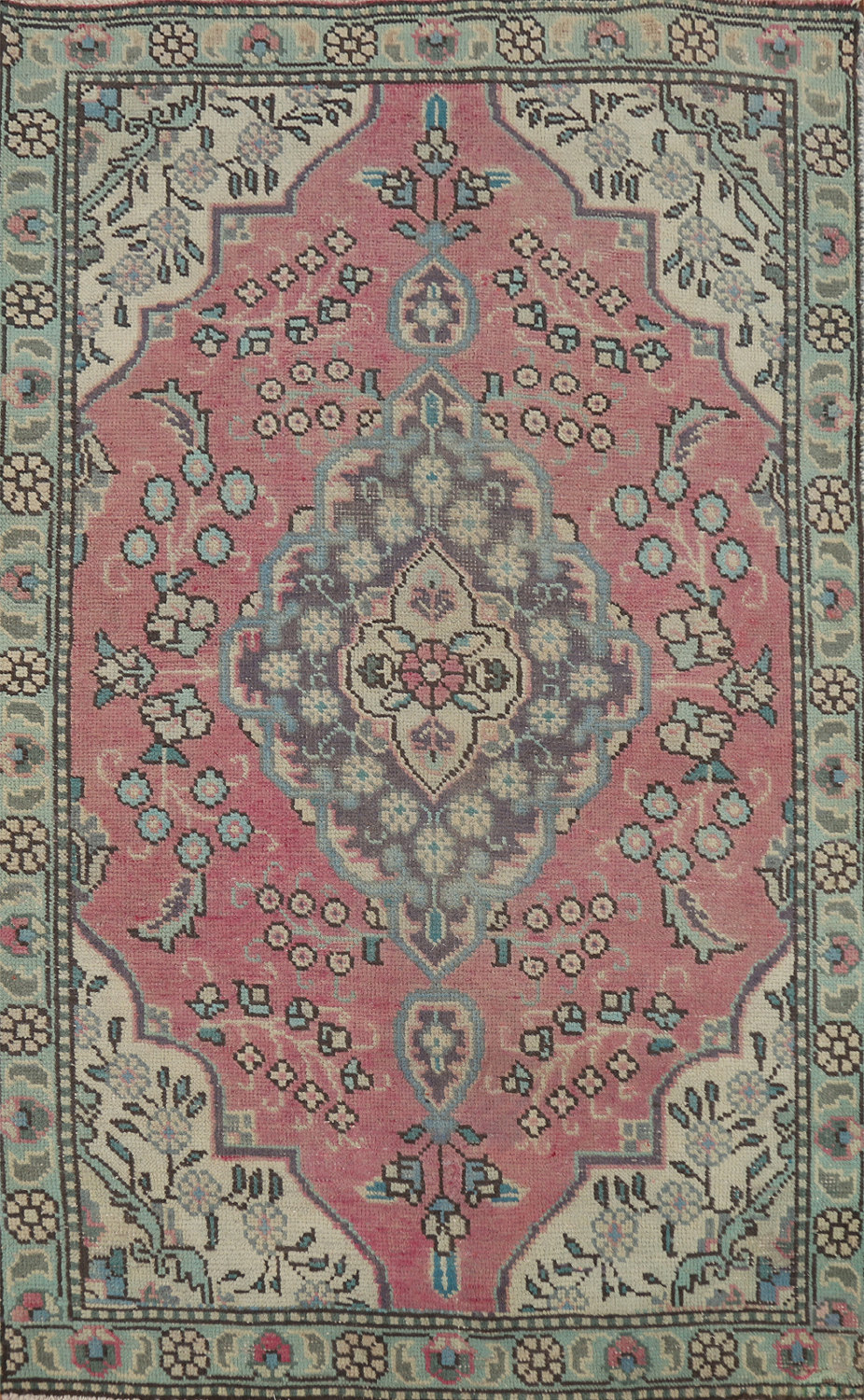 Pink Wool Medallion Tabriz Persian Rug 3x5