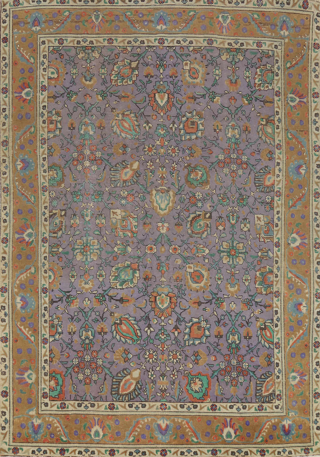 Purple Floral Tabriz Persian Area Rug 8x10