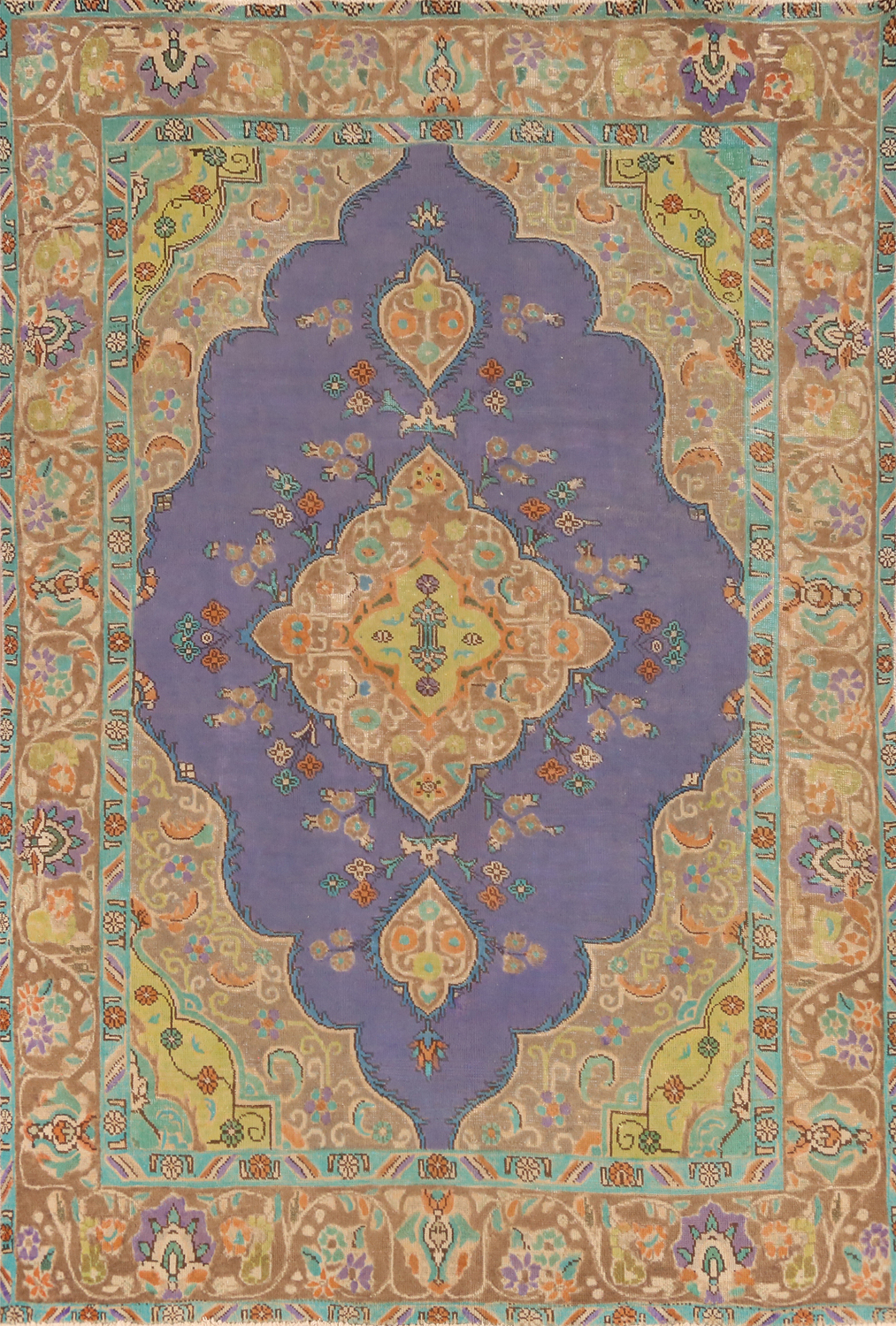 Light Purple Wool Tabriz Persian Area Rug 7x9