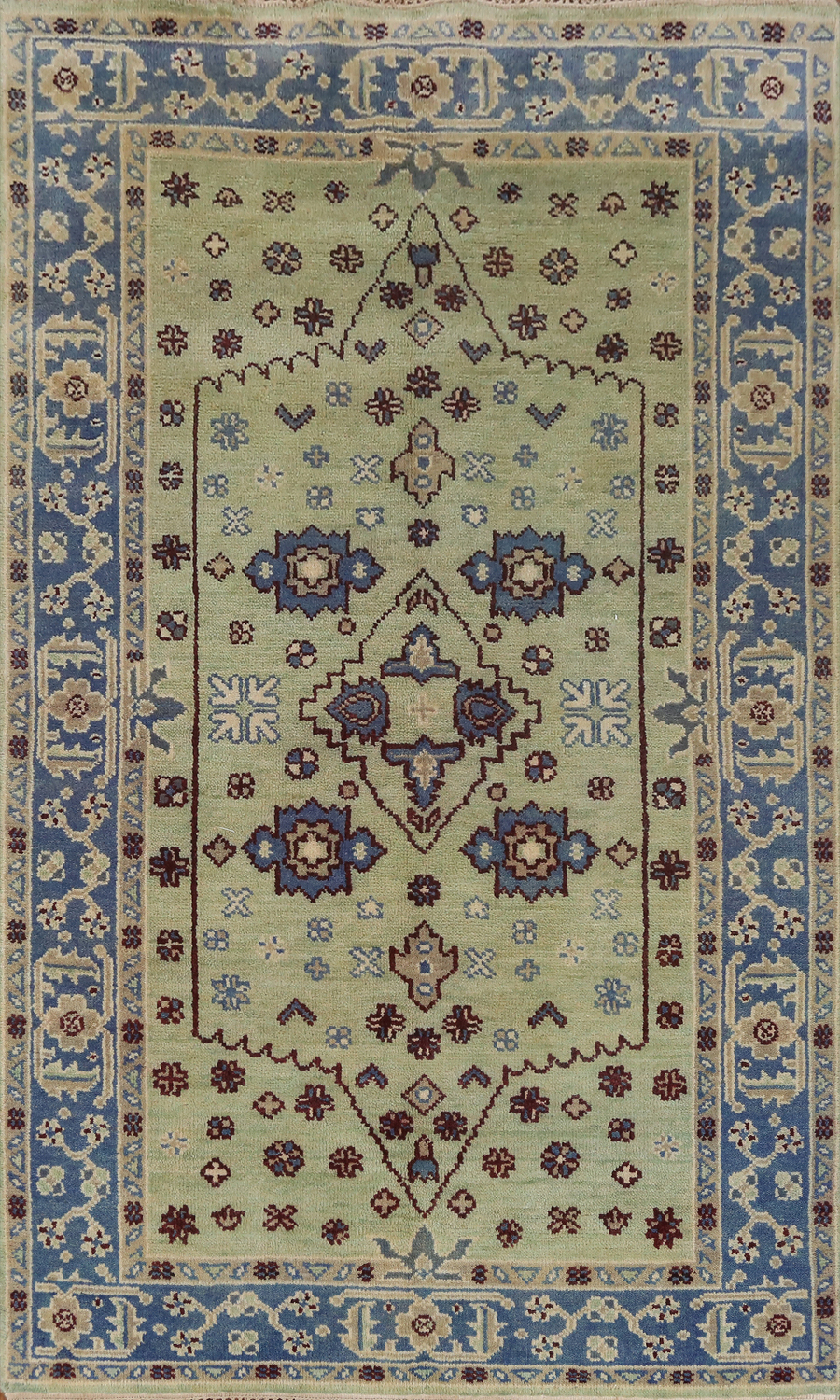 Light Green Wool Heriz Serapi Indian Area Rug 5x8