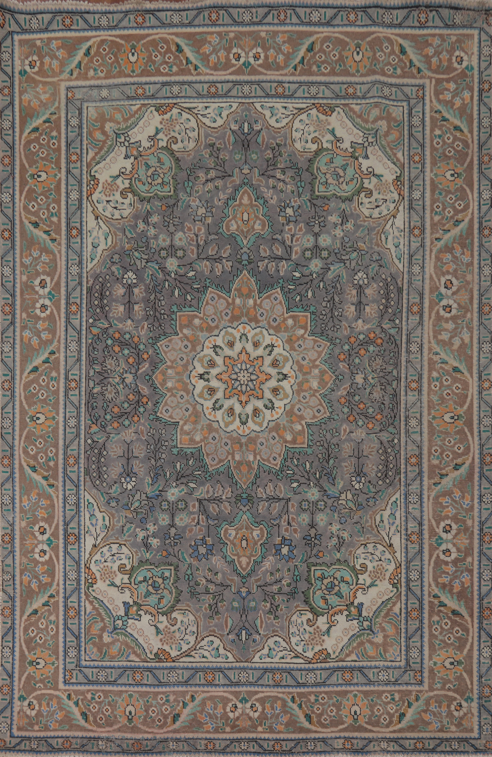 Traditional Gray Tabriz Persian Area Rug 6x10