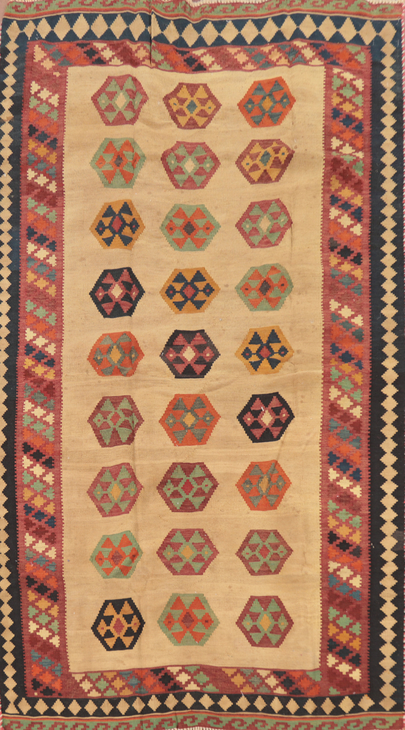 Vegetable Dye Kilim Qashqai Persian Rug 4x6