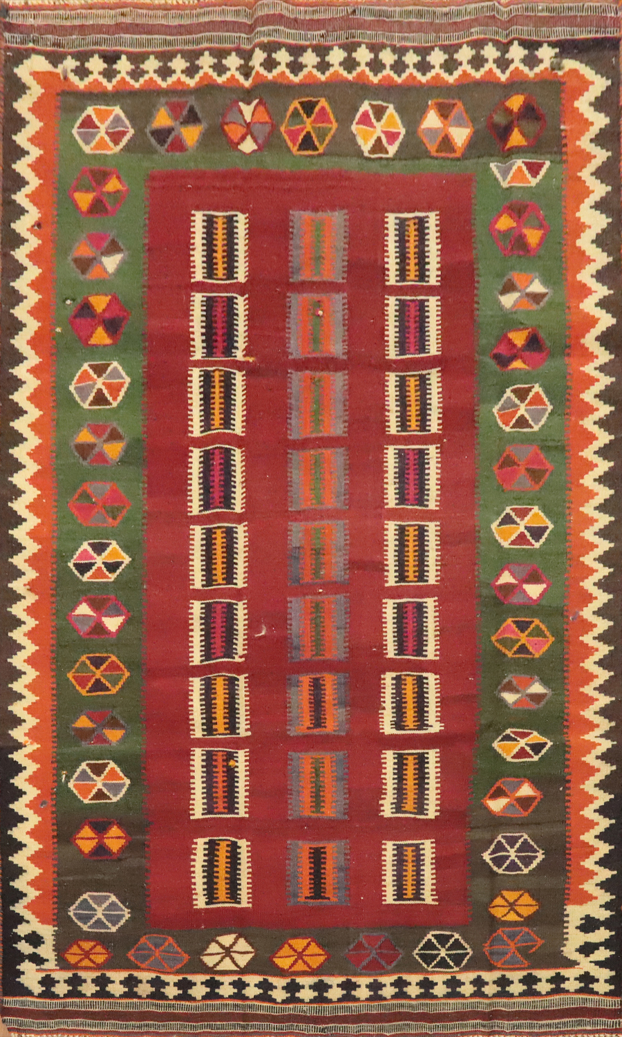 Vegetable Dye Red Kilim Qashqai Persian Rug 4x6