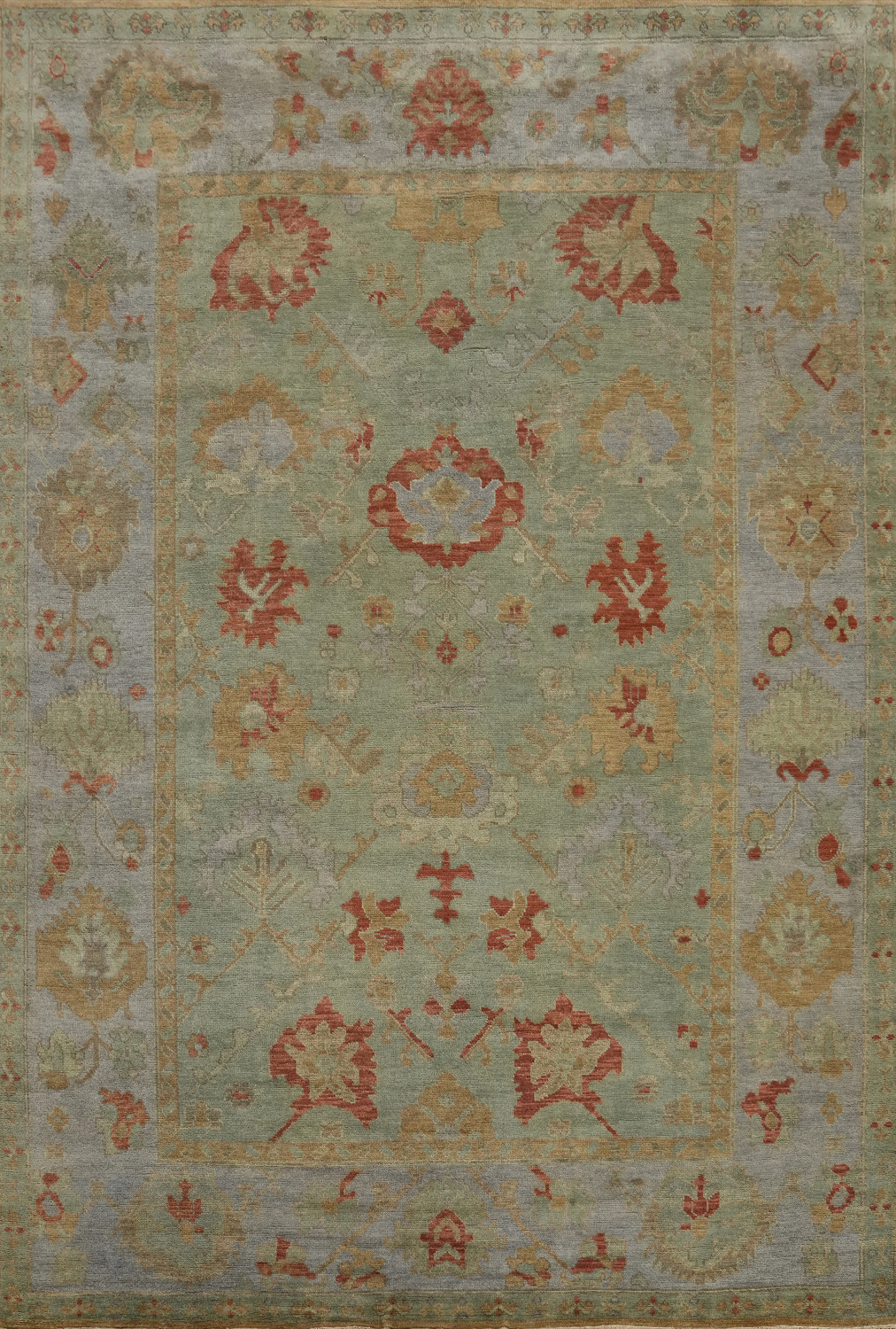 Handmade Green Oushak Indian Large Rug 10x14