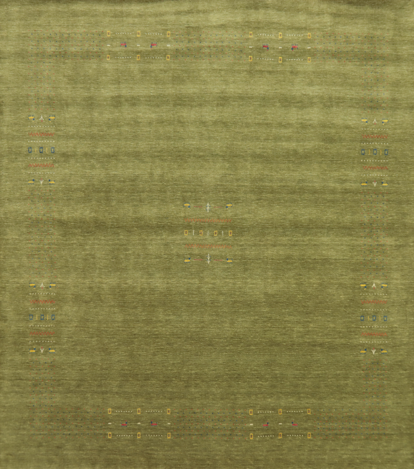 Tribal Green Wool Gabbeh Square Area Rug 12x12