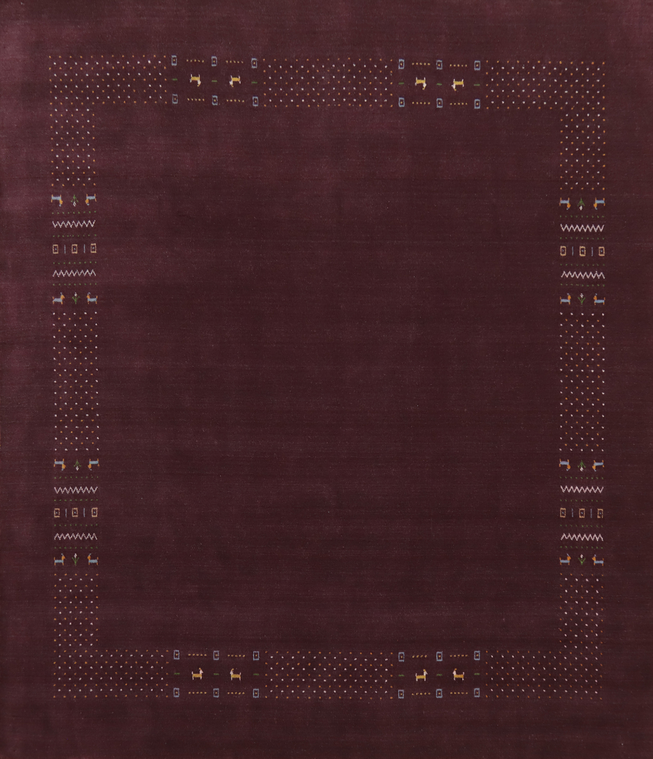 Purple Wool Square Gabbeh Indian Area Rug 10x10