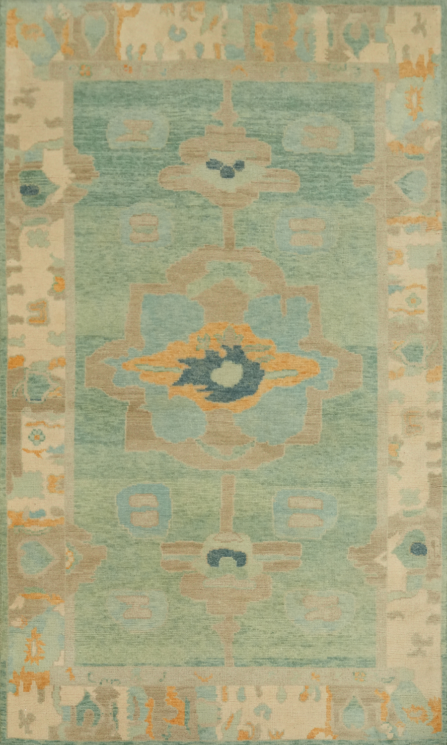 Handmade Green Oushak Vegetable Dye Rug 4x7