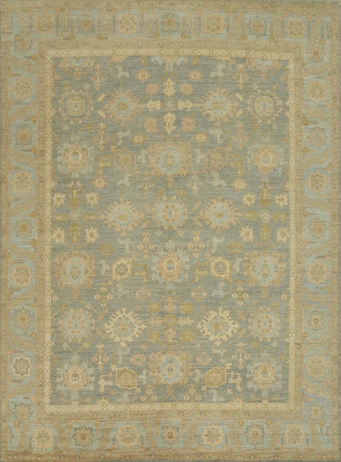 Vegetable Dye Wool Oushak Turkish Large Rug 12x14