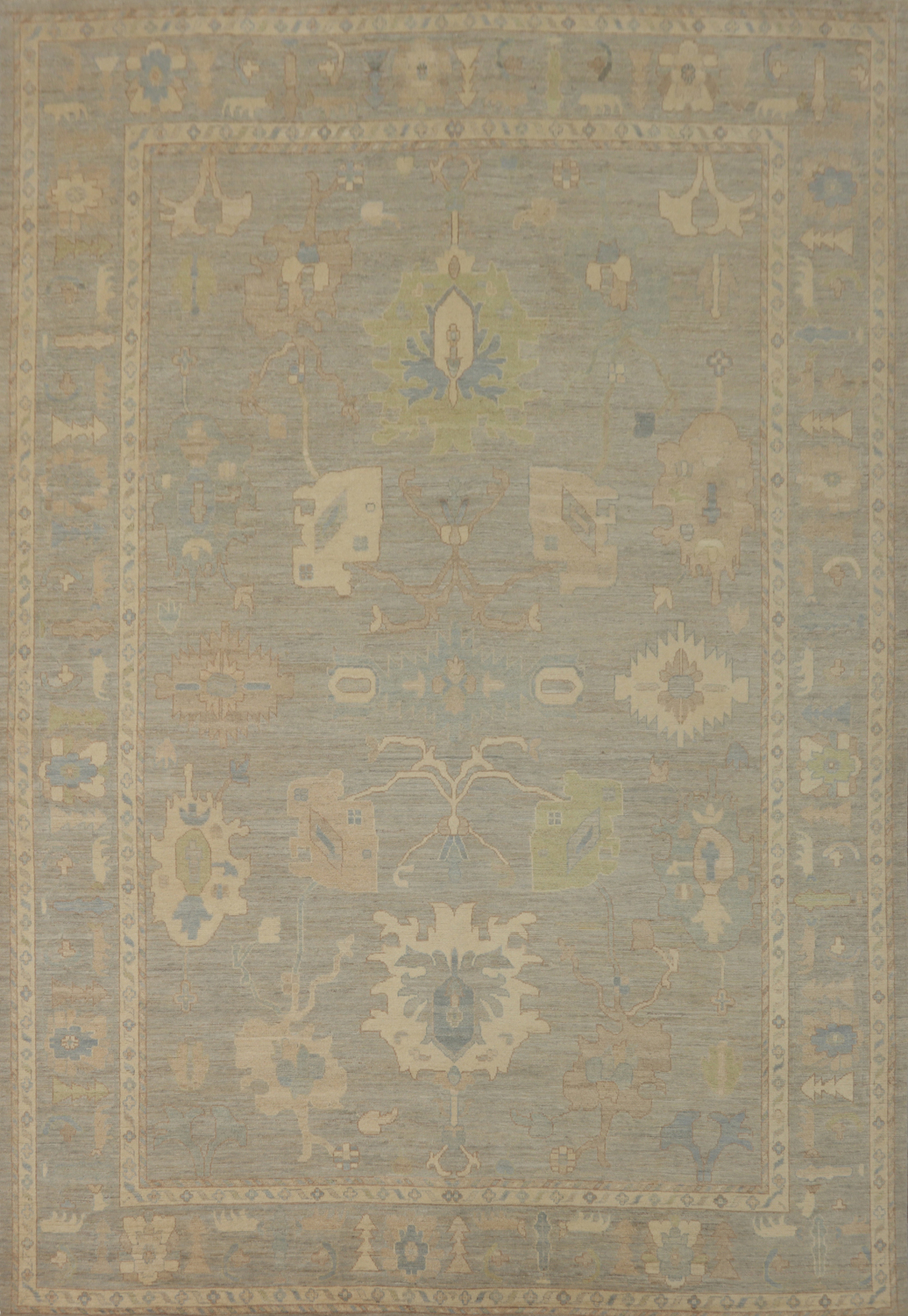Earth Tone Wool Oushak Vegetable Dye Area Rug 10x13
