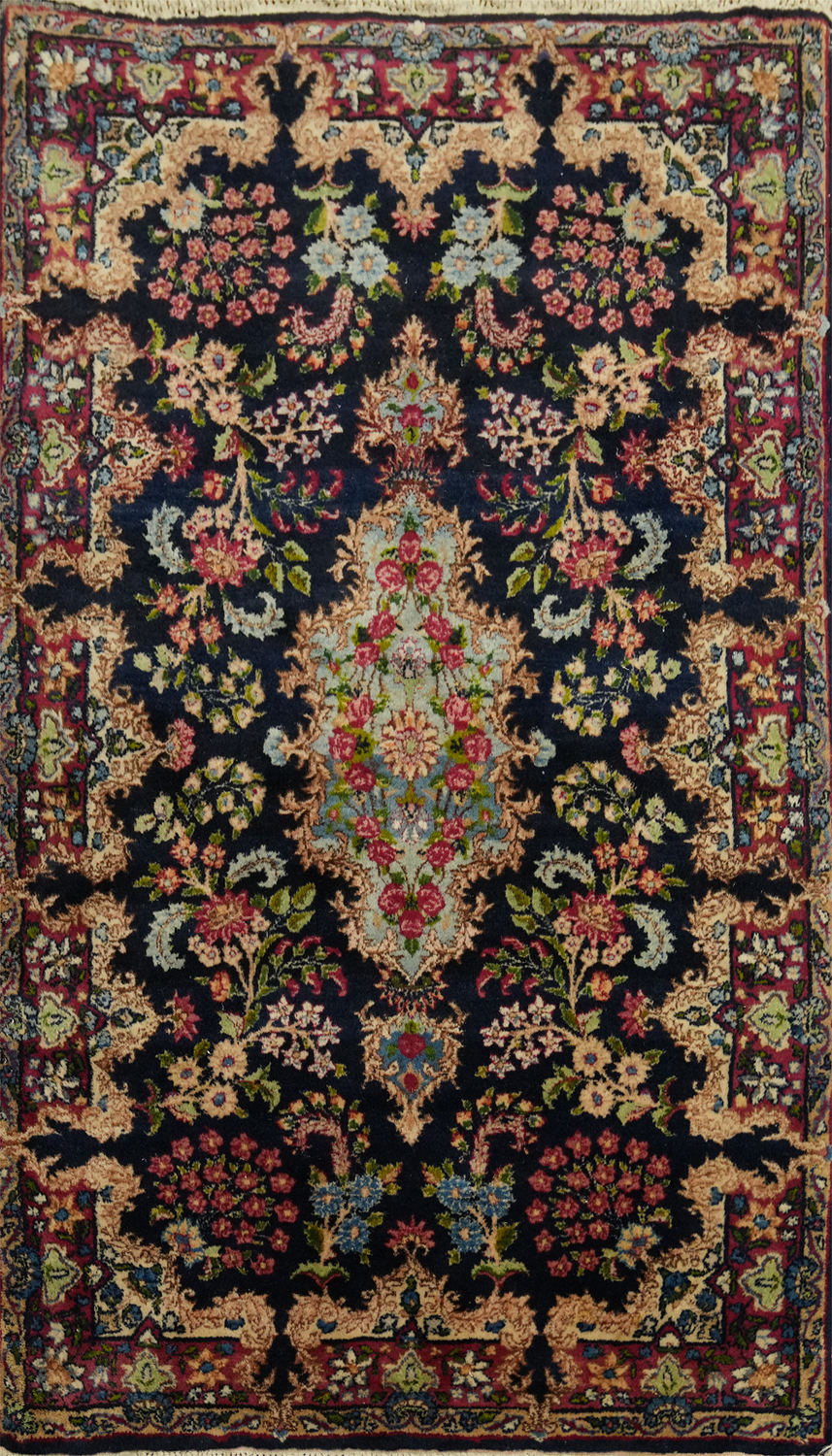 Vegetable Dye Floral Kerman Persian Rug 3x5