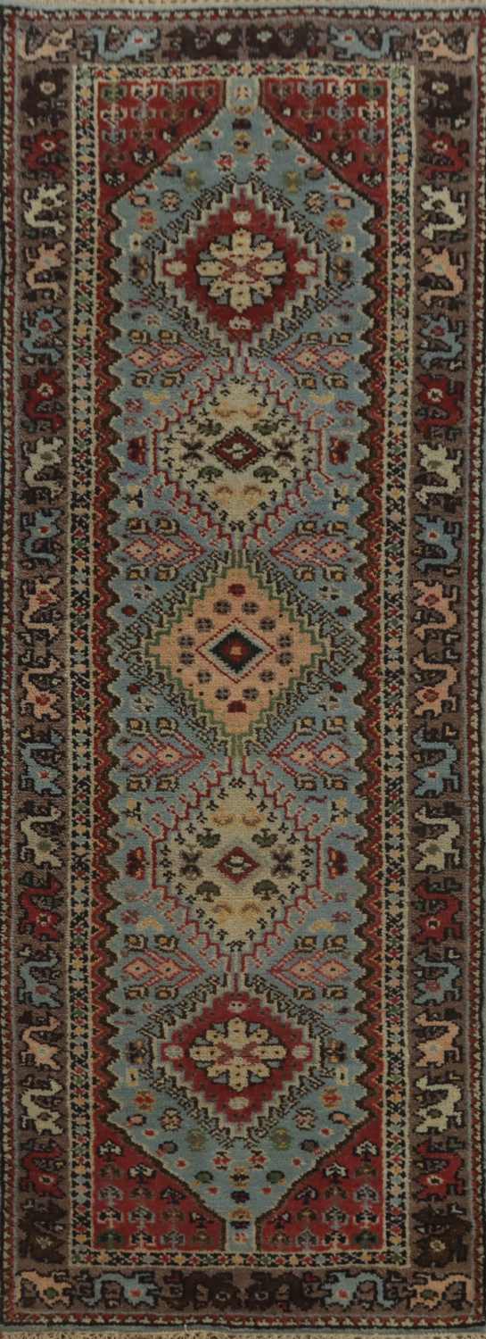 Geometric Kazak Indian Runner Rug 3x8