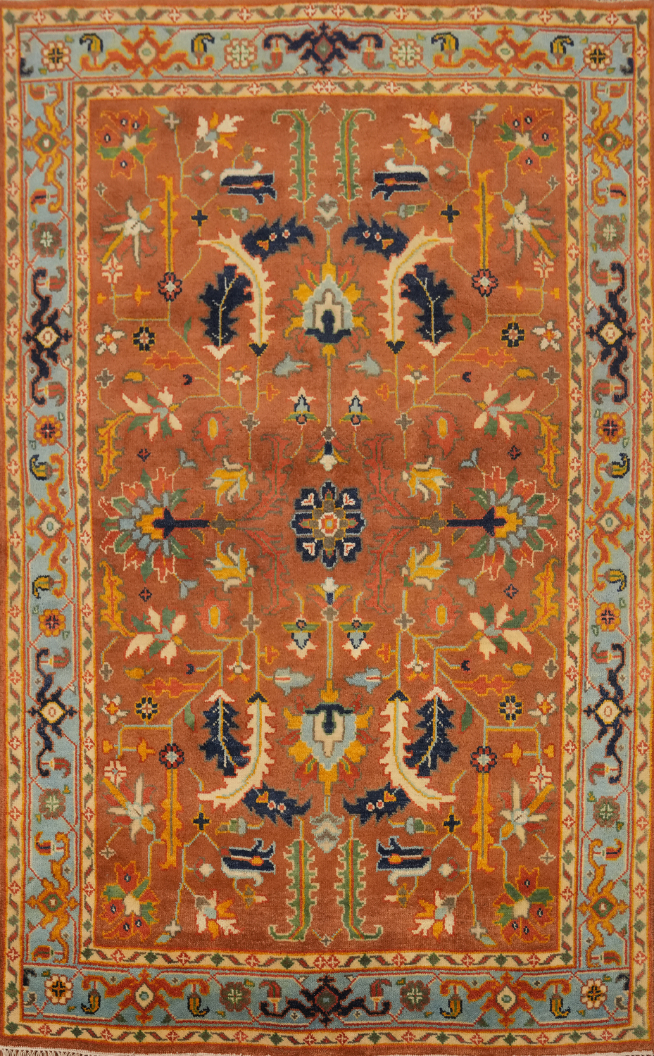 Orange Wool Oushak Handmade Area Rug 6x9