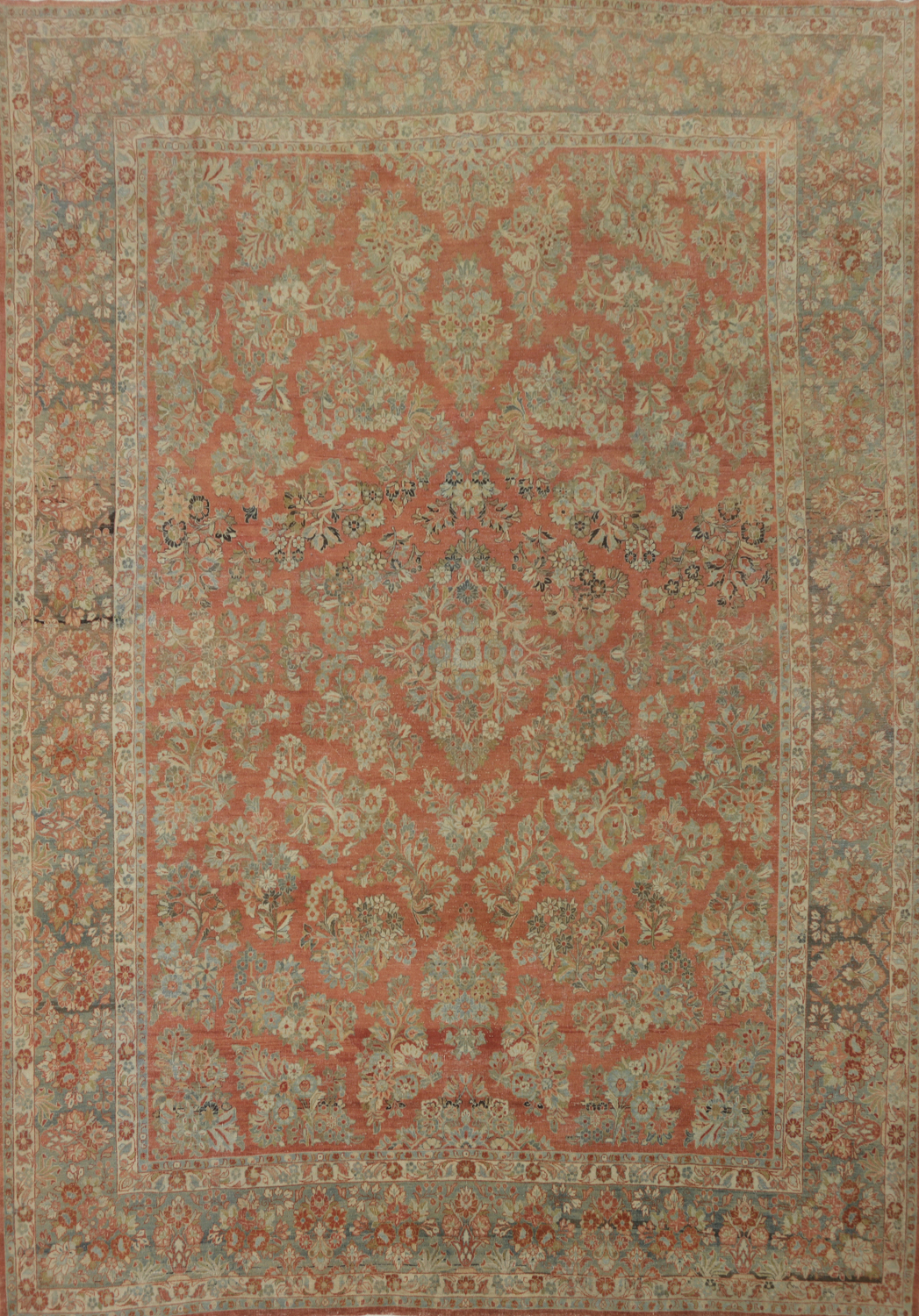 Vegetable Dye Antique Sarouk Persian Large Rug 11x14