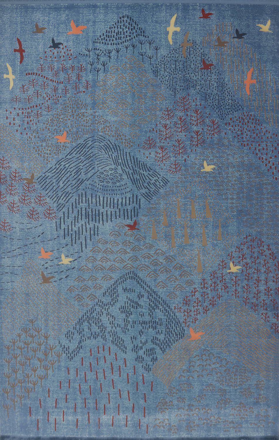 Pictorial Blue Gabbeh Room Size Area Rug 6x9