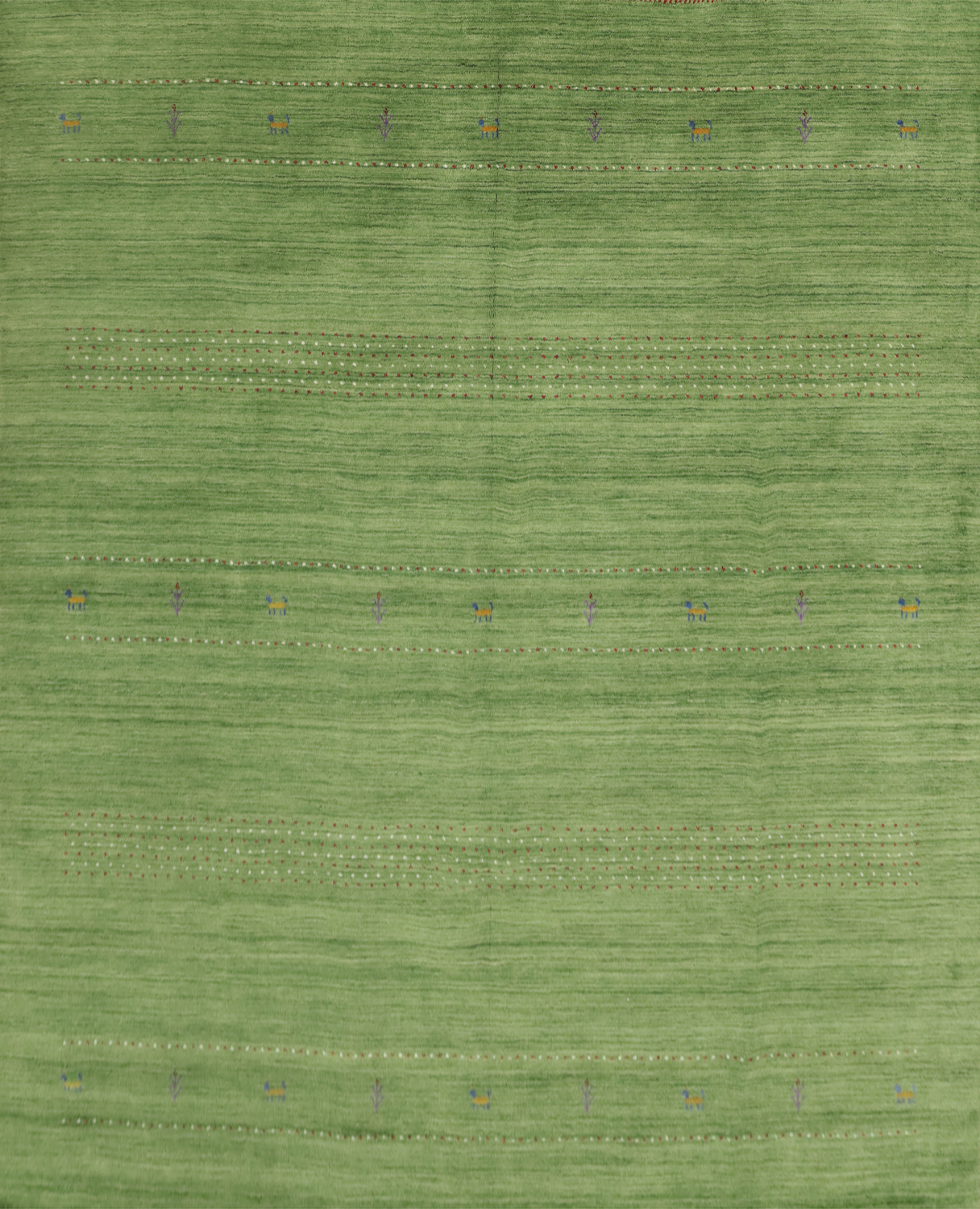 Elegant Green Gabbeh Square Rug 9x9 with Subtle Tribal Patterns