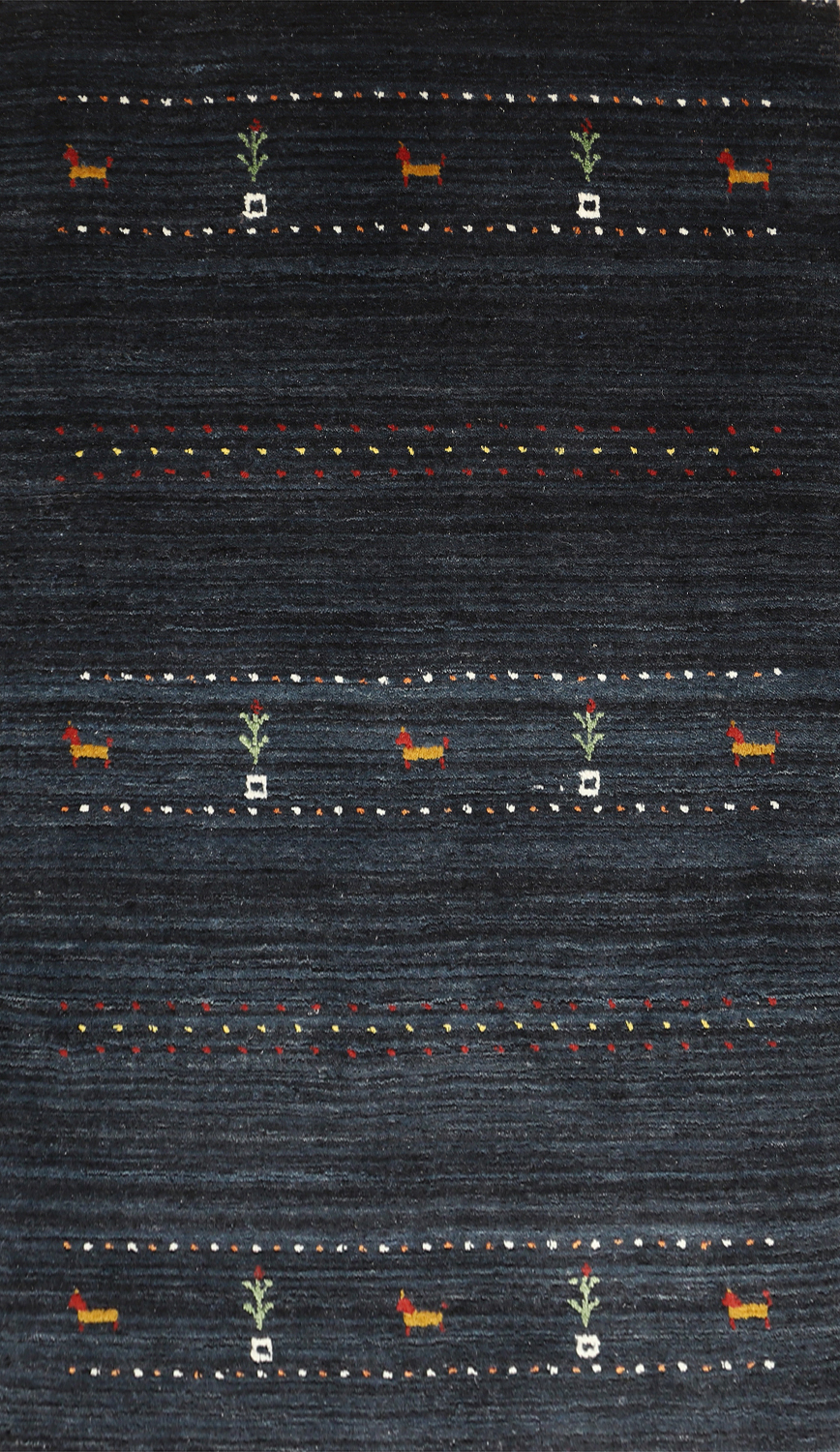 Dark Wool Tribal Gabbeh Oriental Rug 3x5