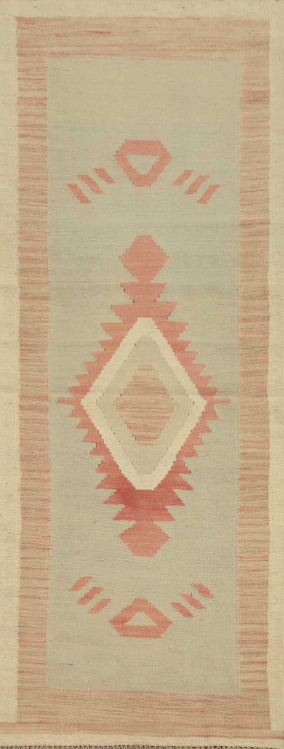 Geometric Kilim Vegetable Dye Runner Rug 2x6