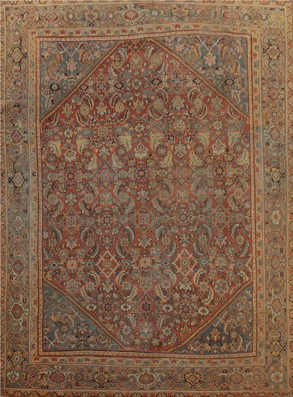 Pre-1900 Antique Vegetable Dye Sultanabad Persian Area Rug 10x11