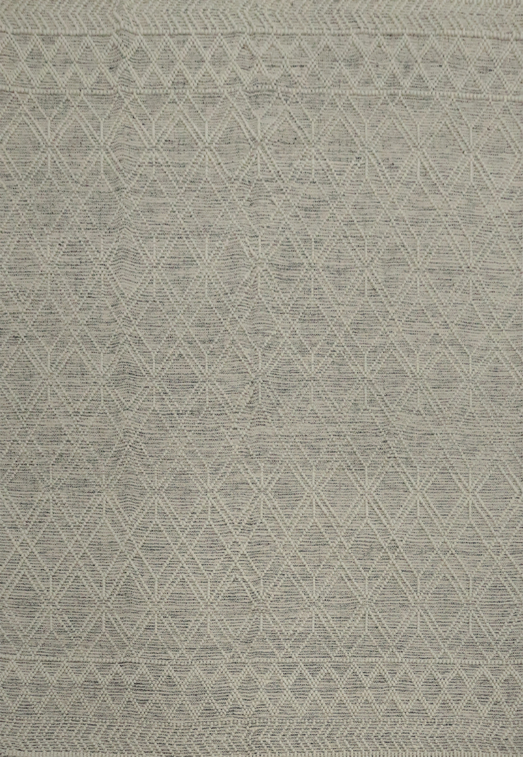 Contemporary Neutral Toned Textured Rug with Stylish Triangular Motifs 8x10