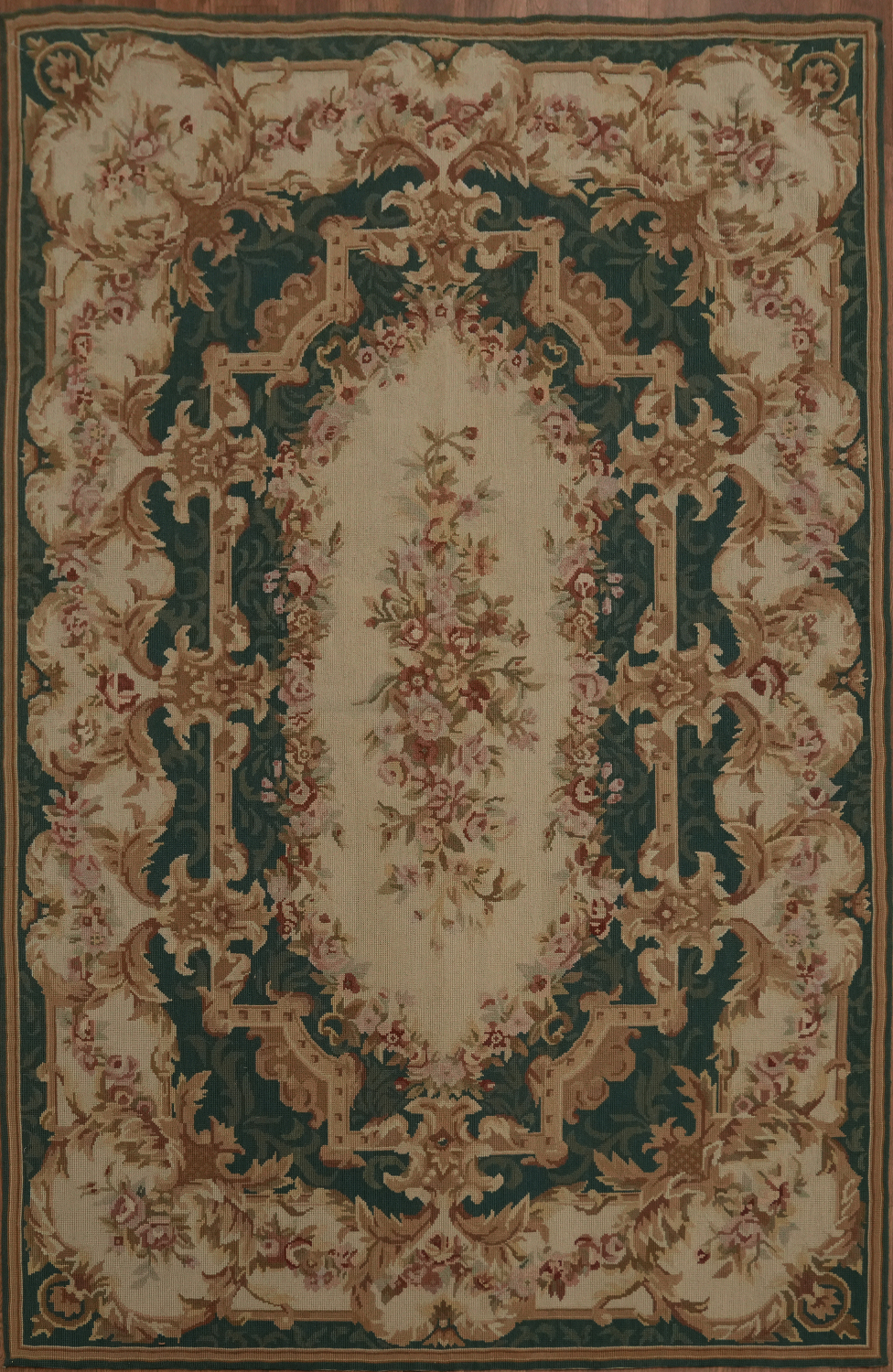 Baroque Ornate Medallion Aubusson Tapestries Chinese Rug 4x6