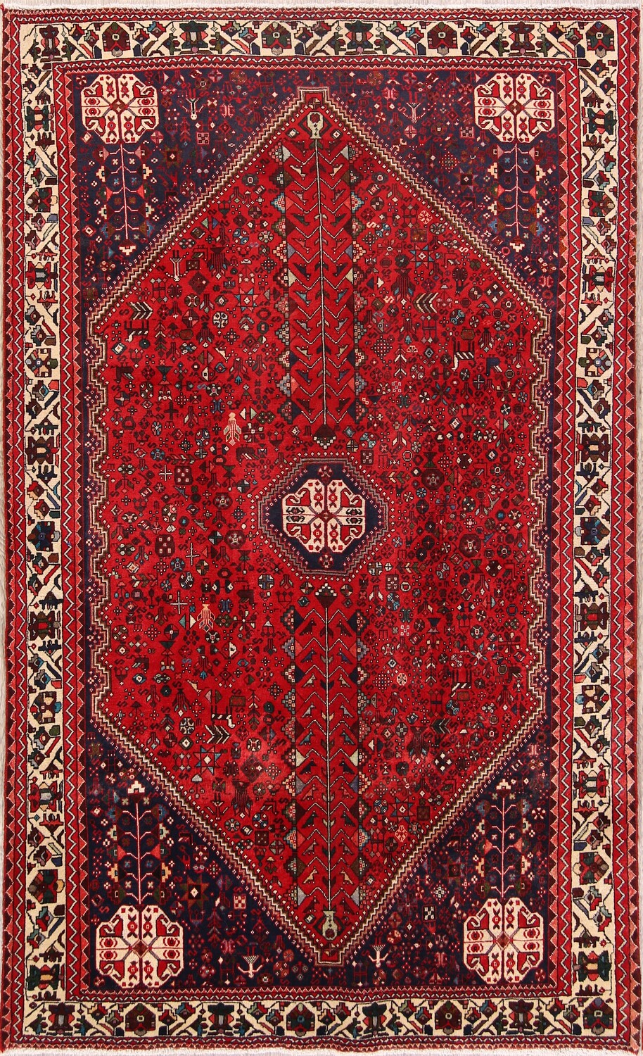 Geometric 5x9 Abadeh Shiraz Persian Area Rug