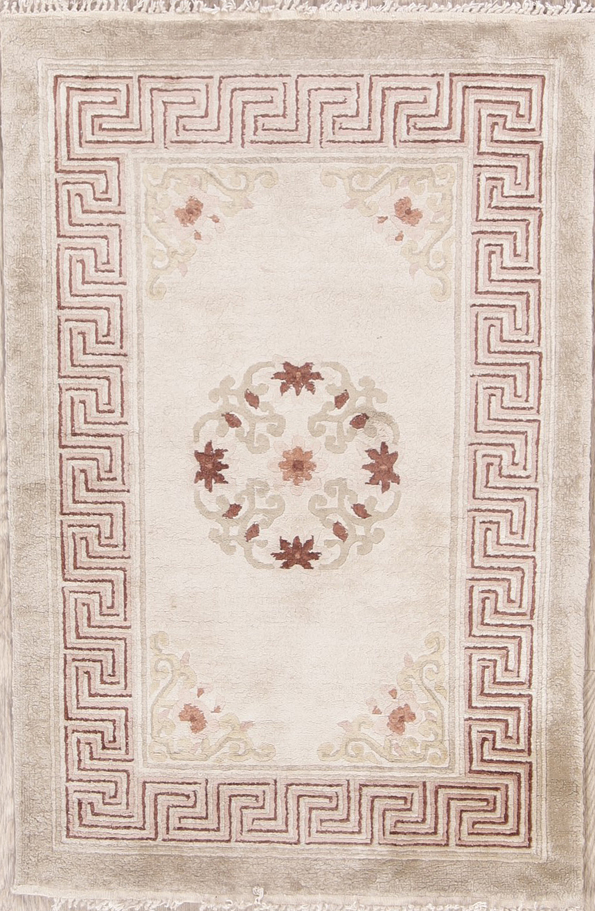Floral Ivory 2x3 Art-Deco Peking Chinese Oriental Area Rug