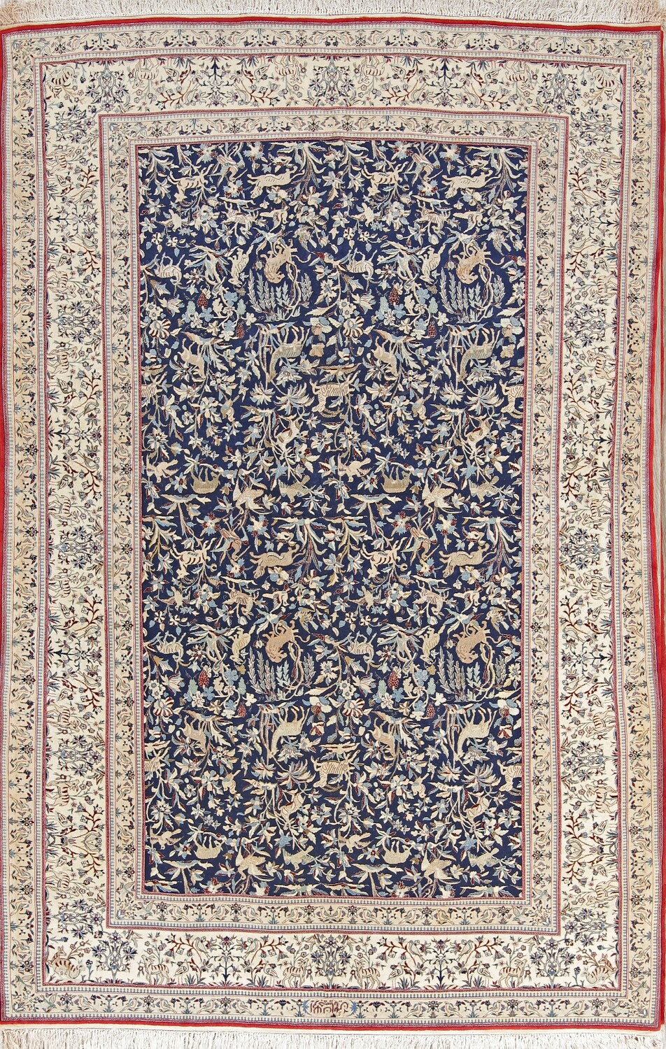 Hunting Design Antique 5x8 Nain Habibian Persian Area Rug