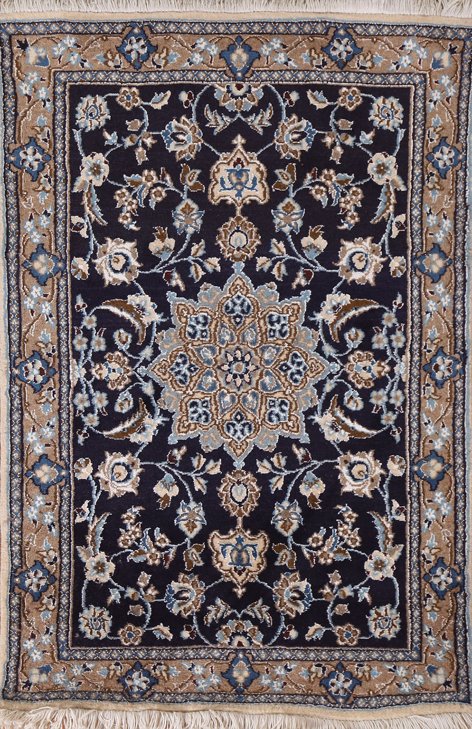 Navy Blue Nain Isfahan Persian Area Rug 3x5