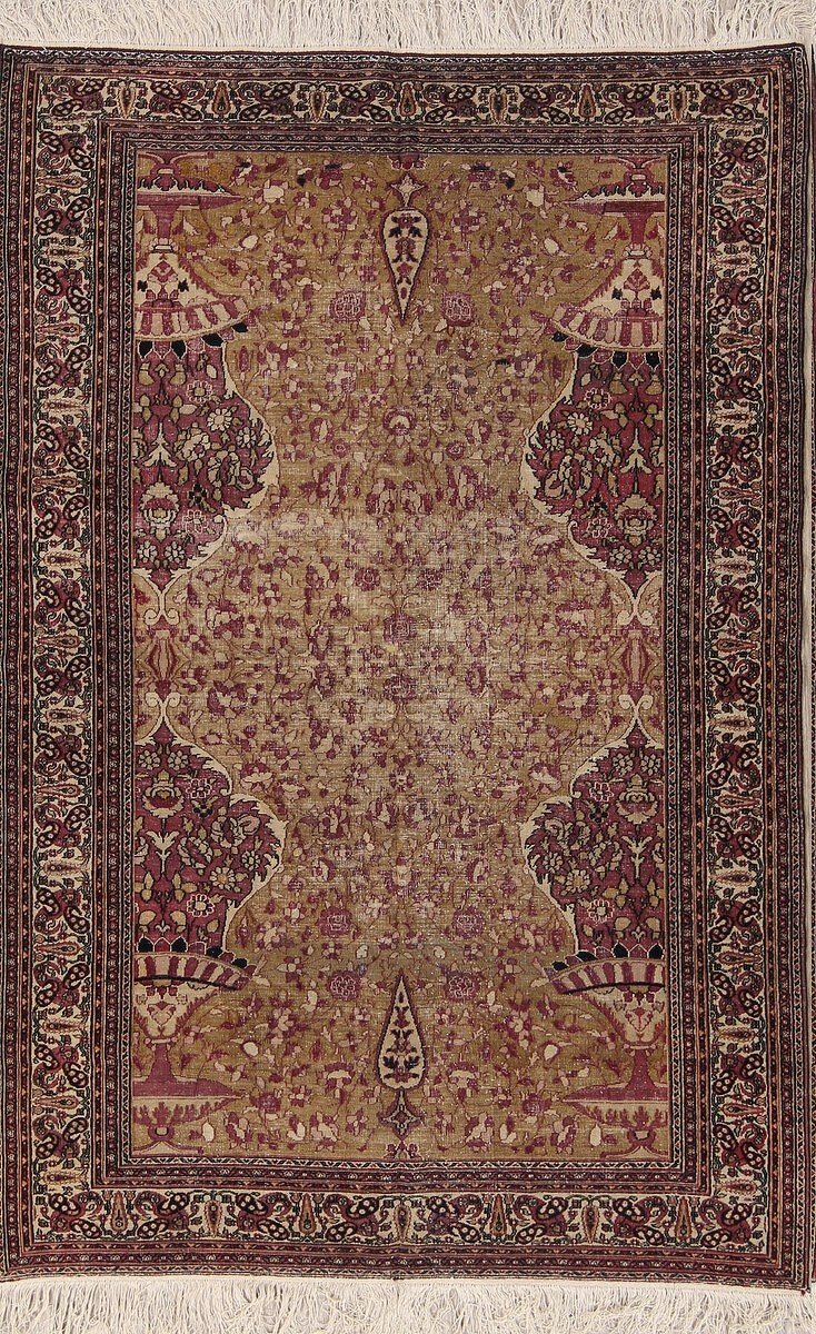 Antique 5x7 Mashad Persian Area Rug