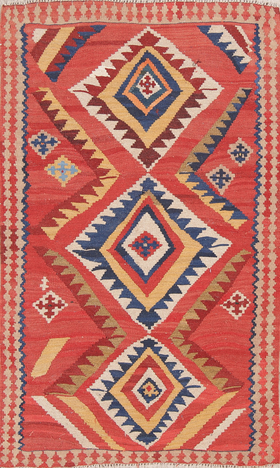 Geometric Kilim Persian Area Rug 4x7