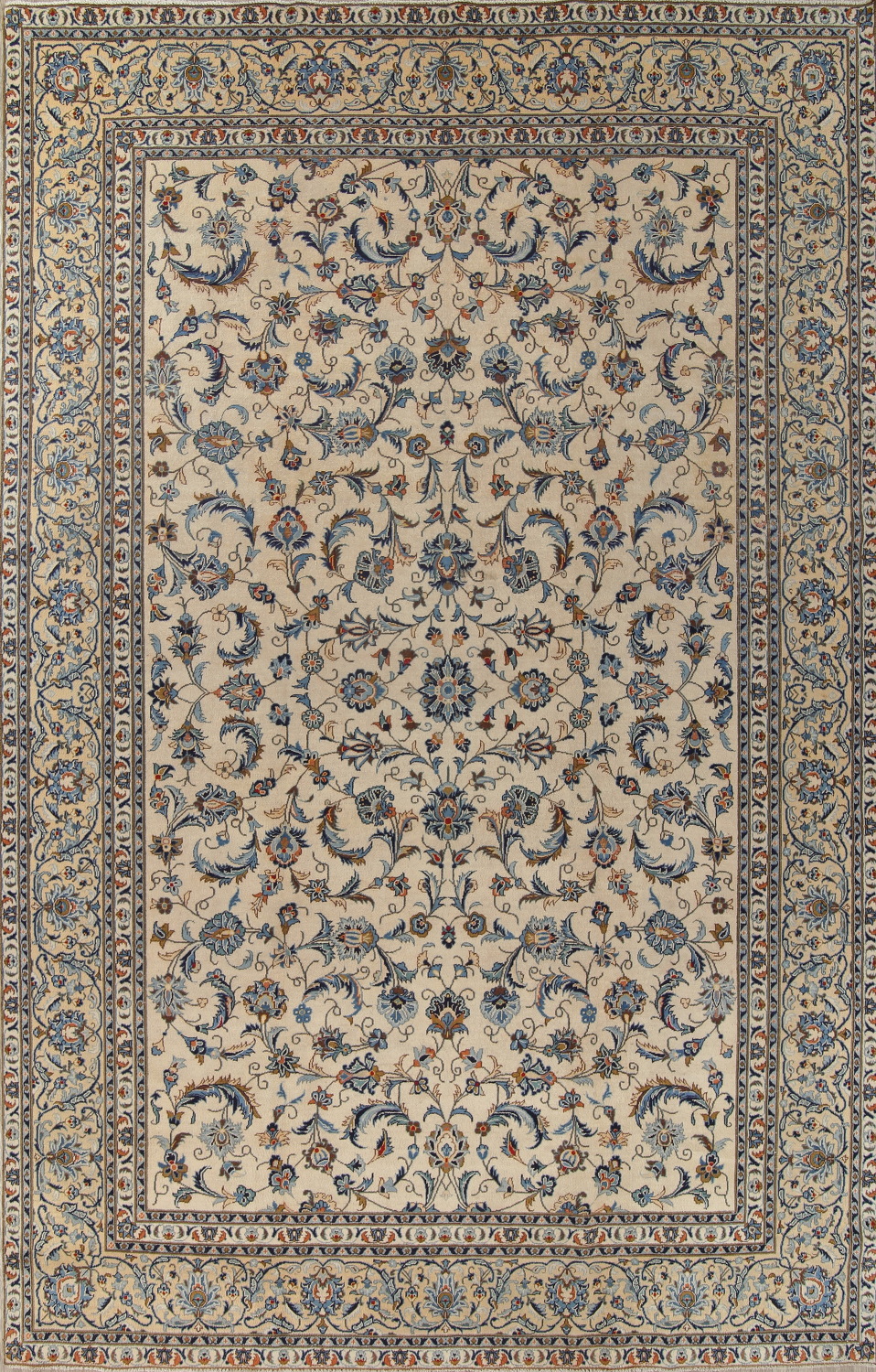 Antique Floral Kashan Persian Hand-Knotted 10x15 Wool Rug