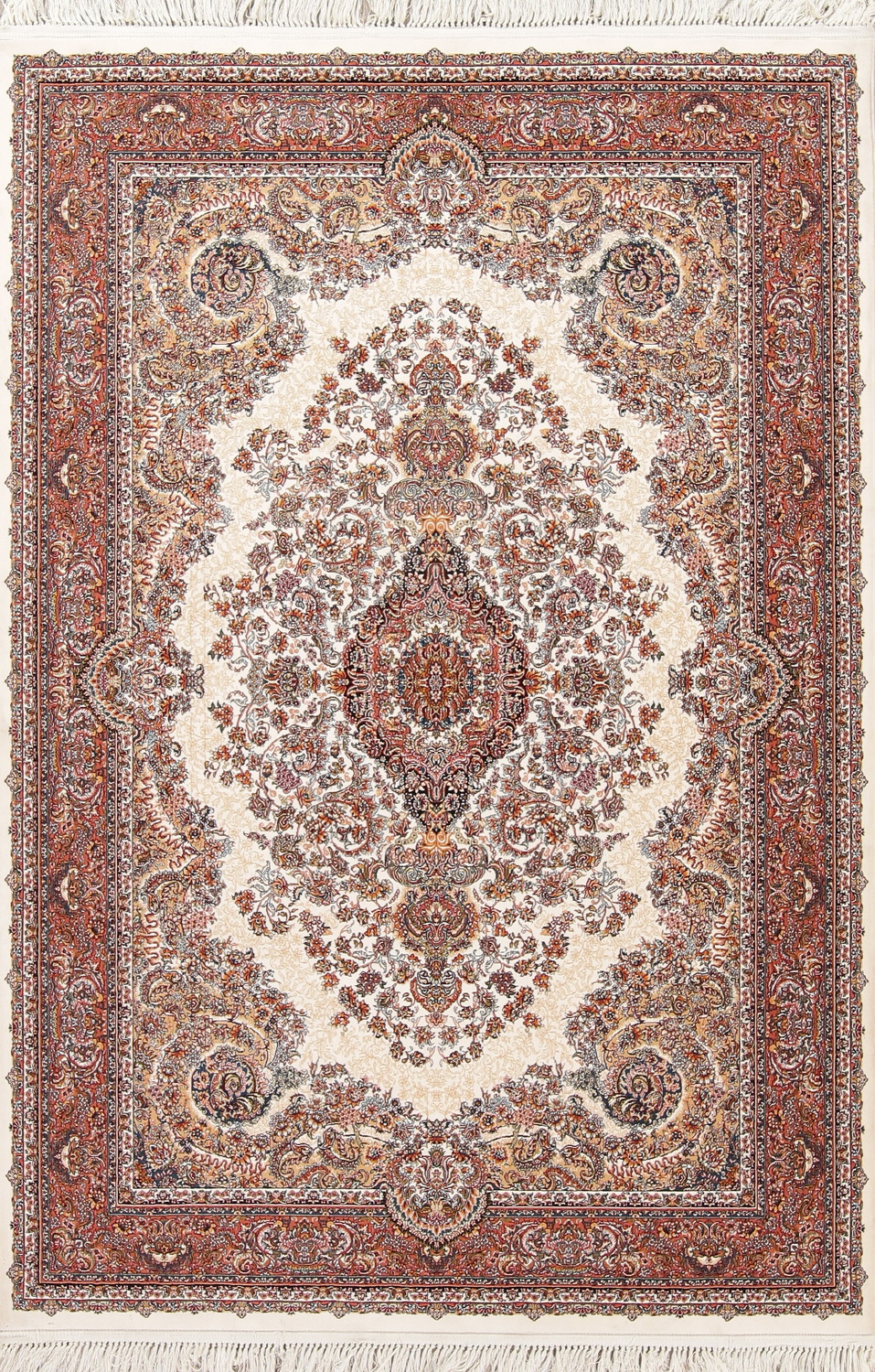 Tabriz Floral Ivory Area Rug 5x7