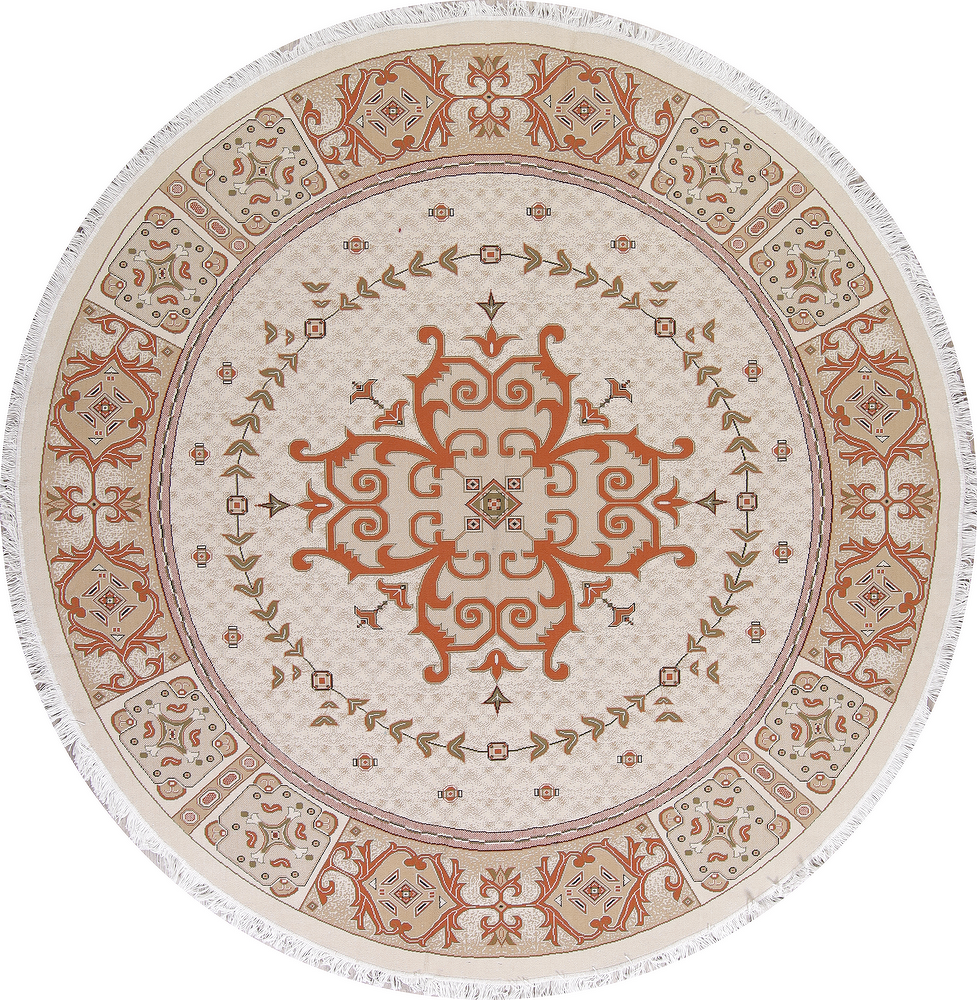Geometric Beige Modern Turkish Oriental 10x10 Round Area Rug