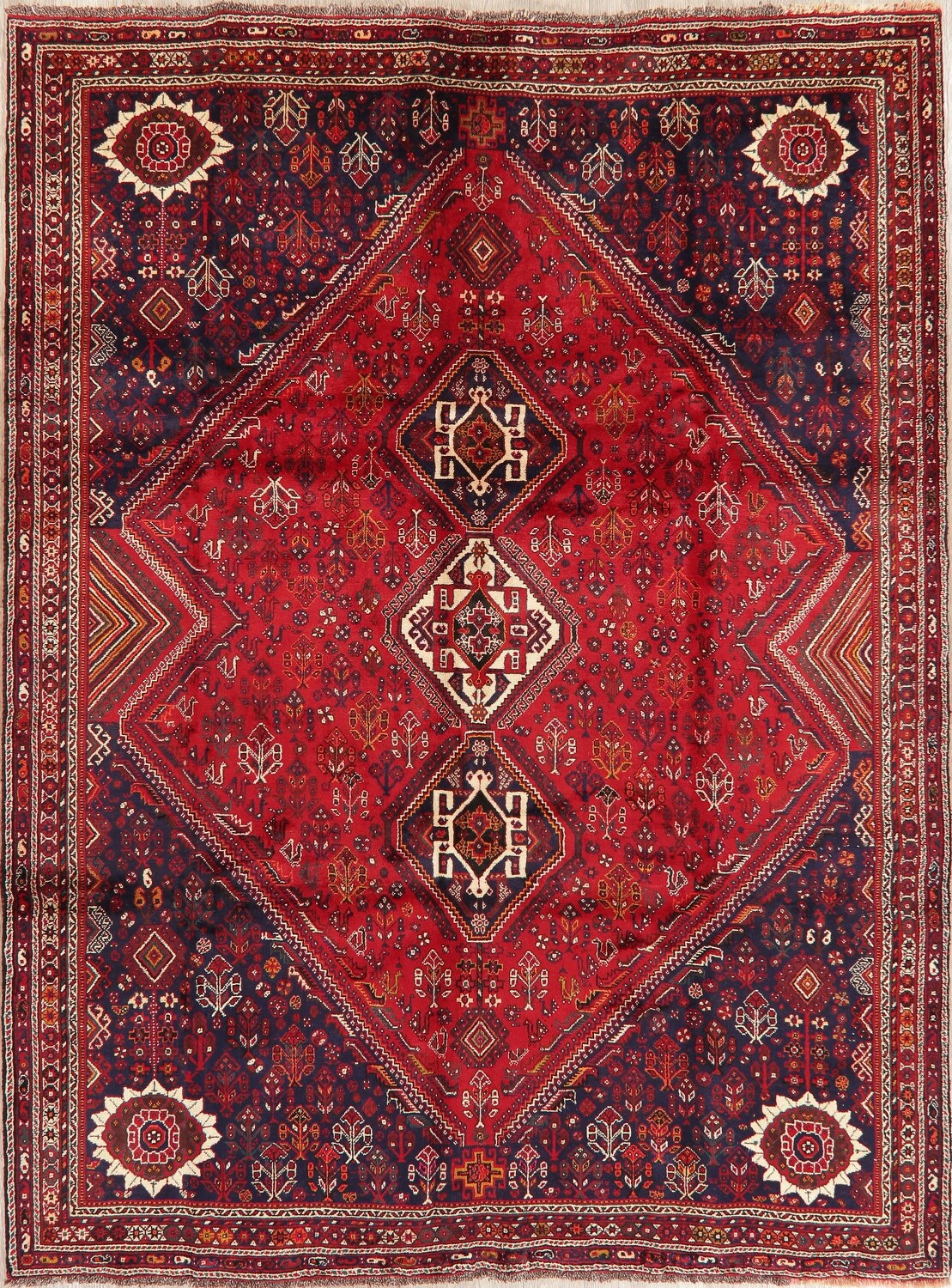 Tribal Geometric Abadeh Persian Wool Rug 7x10
