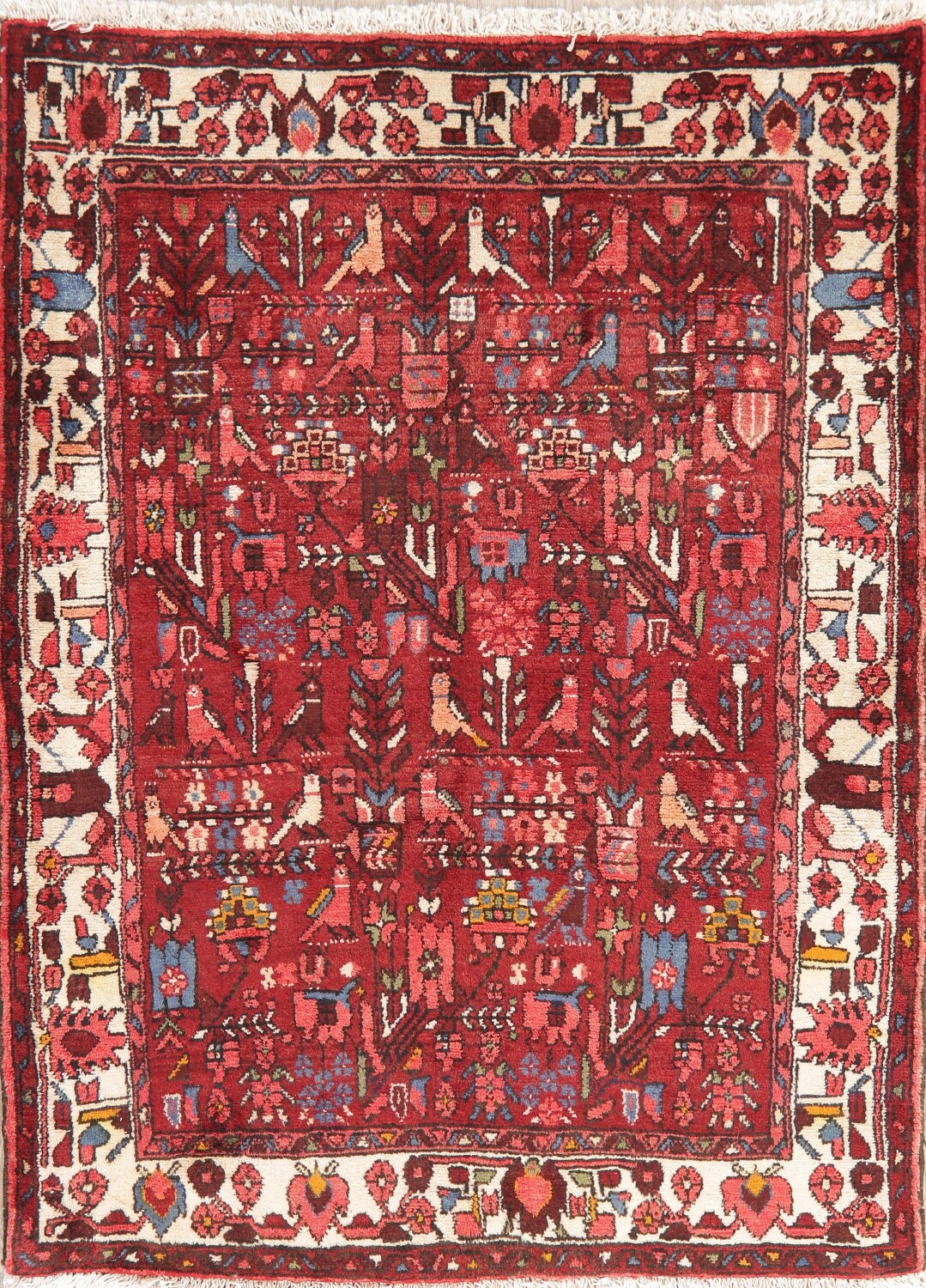 Tribal Red Bakhtiari Persian Wool Rug 4x5