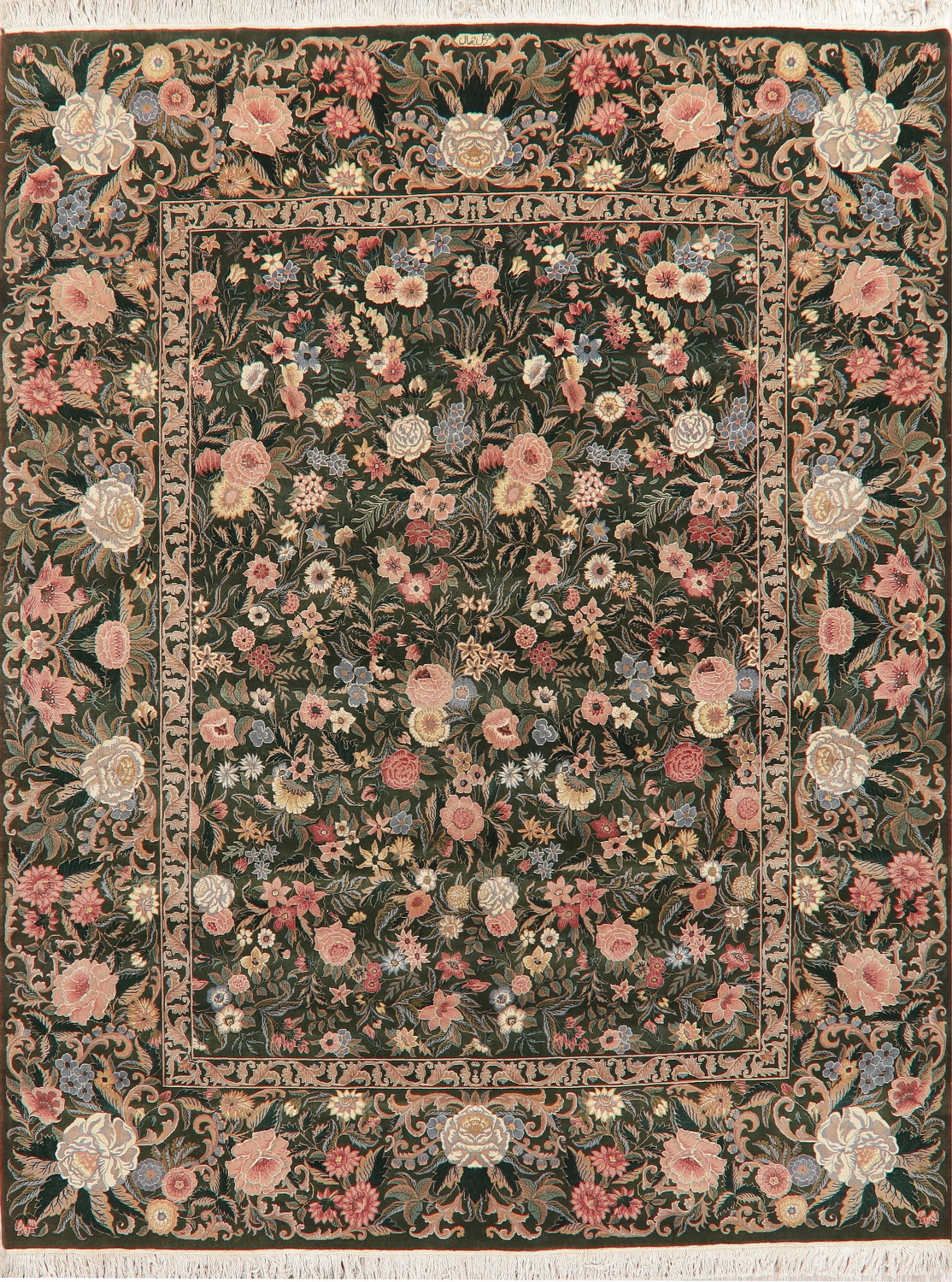 Transitional Floral Green Aubusson Oriental Area Rug 8x10